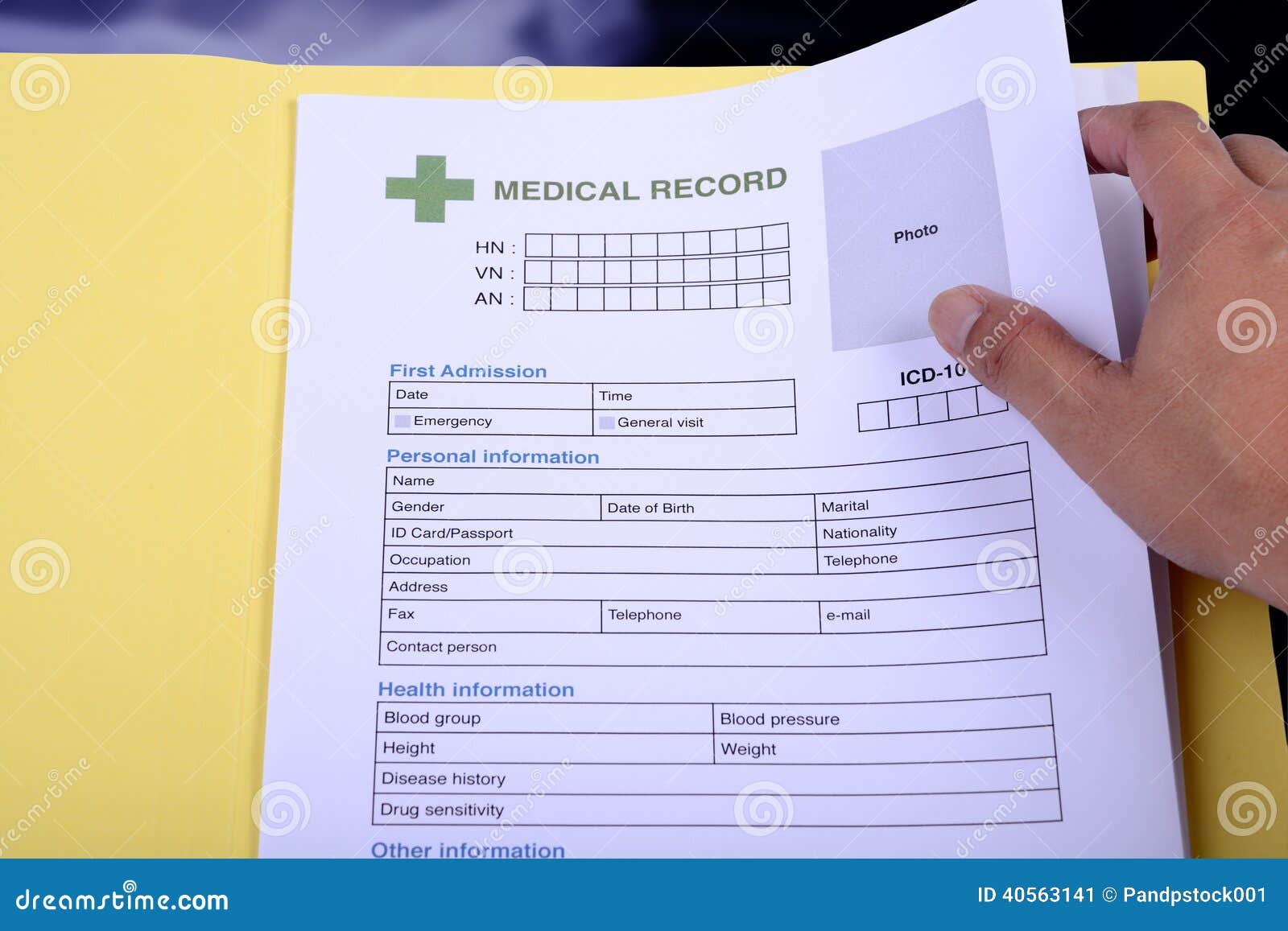 Medisch dossiervorm stock afbeelding. Image of kliniek - 40563141