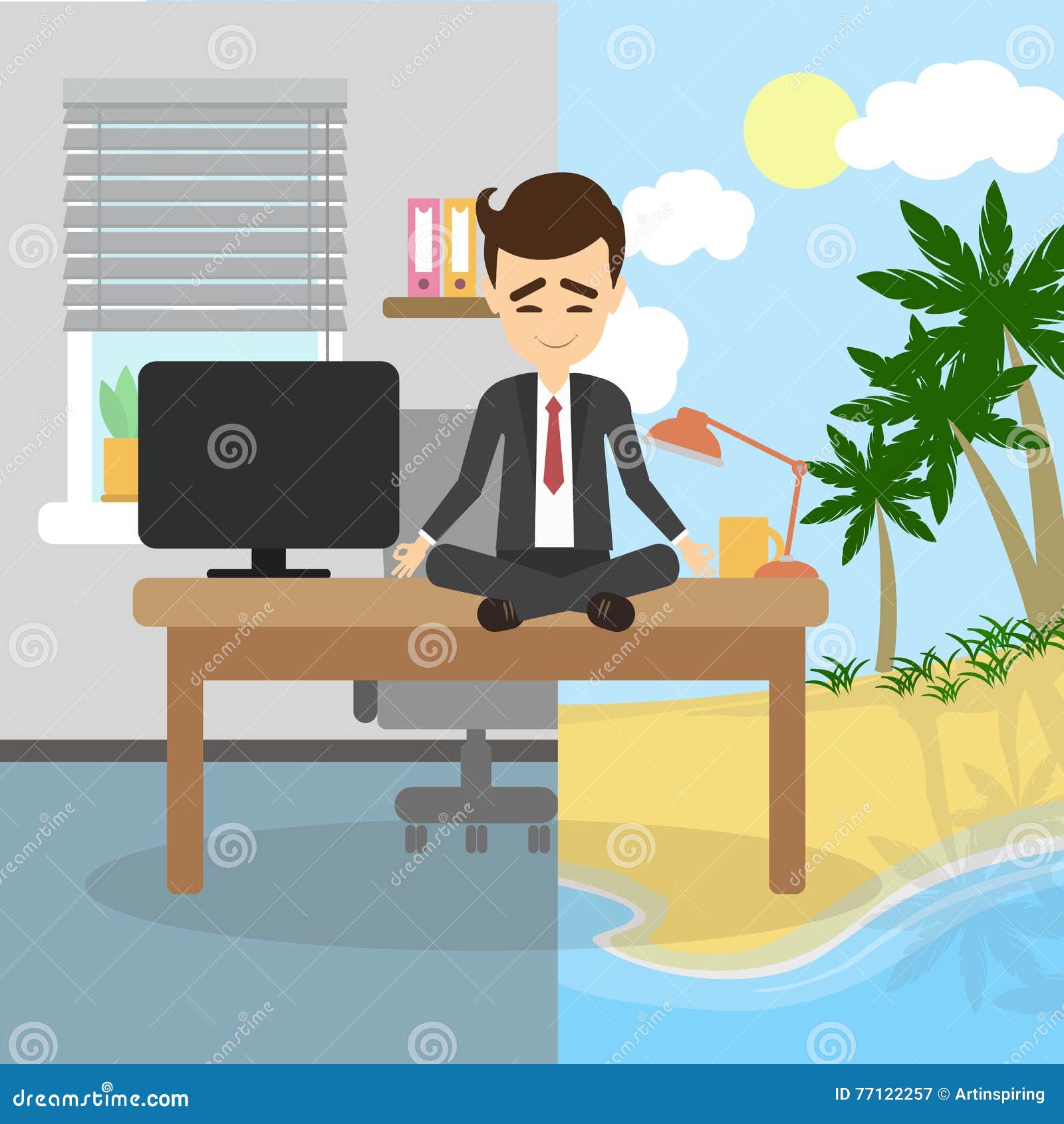 Meditación y relajación ilustración del vector. Ilustración de loto ...