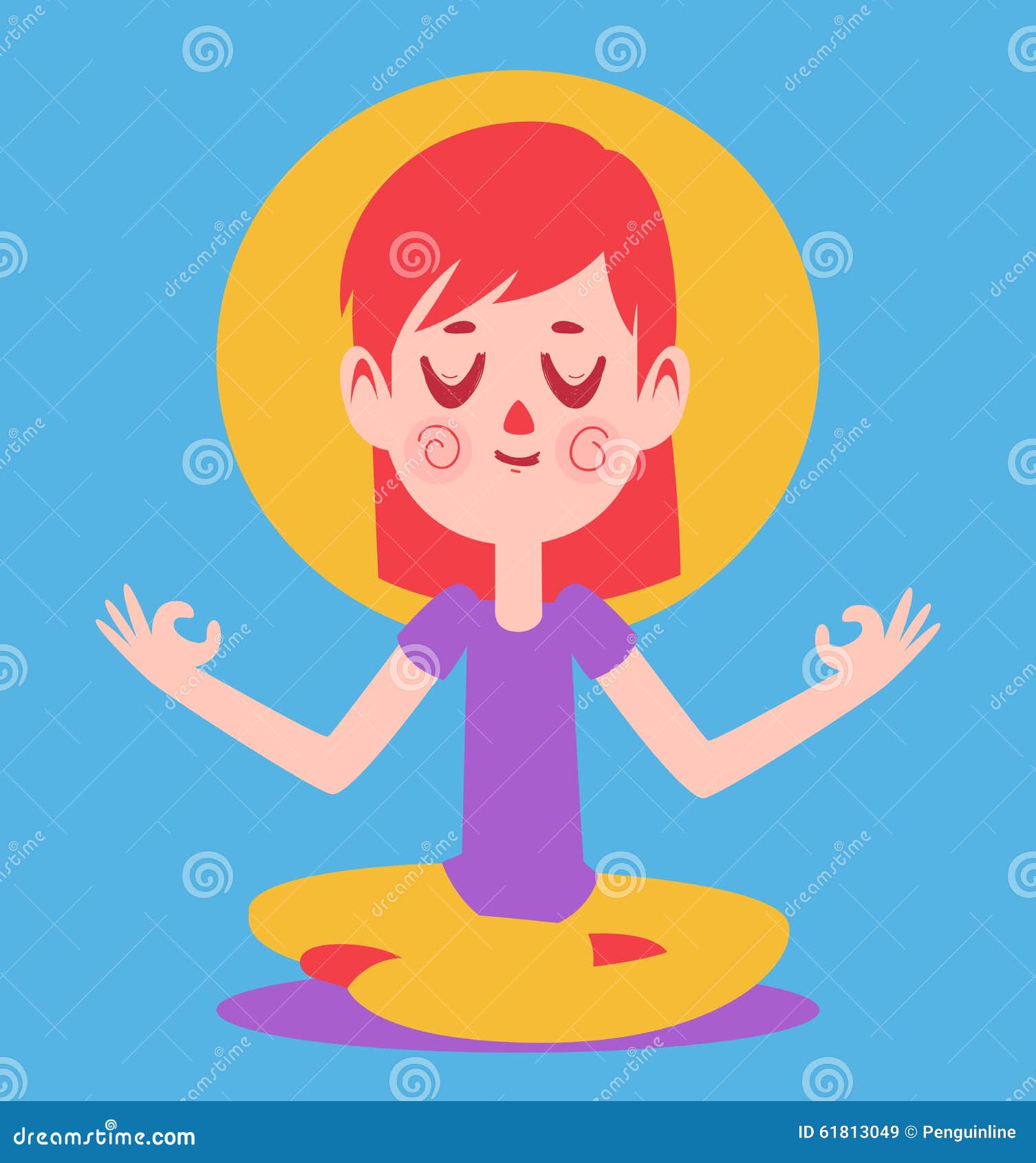 Meditar bonito da menina ilustração do vetor. Ilustração de cruzado ...