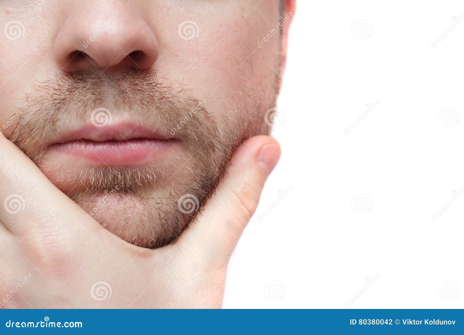 Meditatamente Sfregare Il Suo Mento Fotografia Stock - Immagine di ...