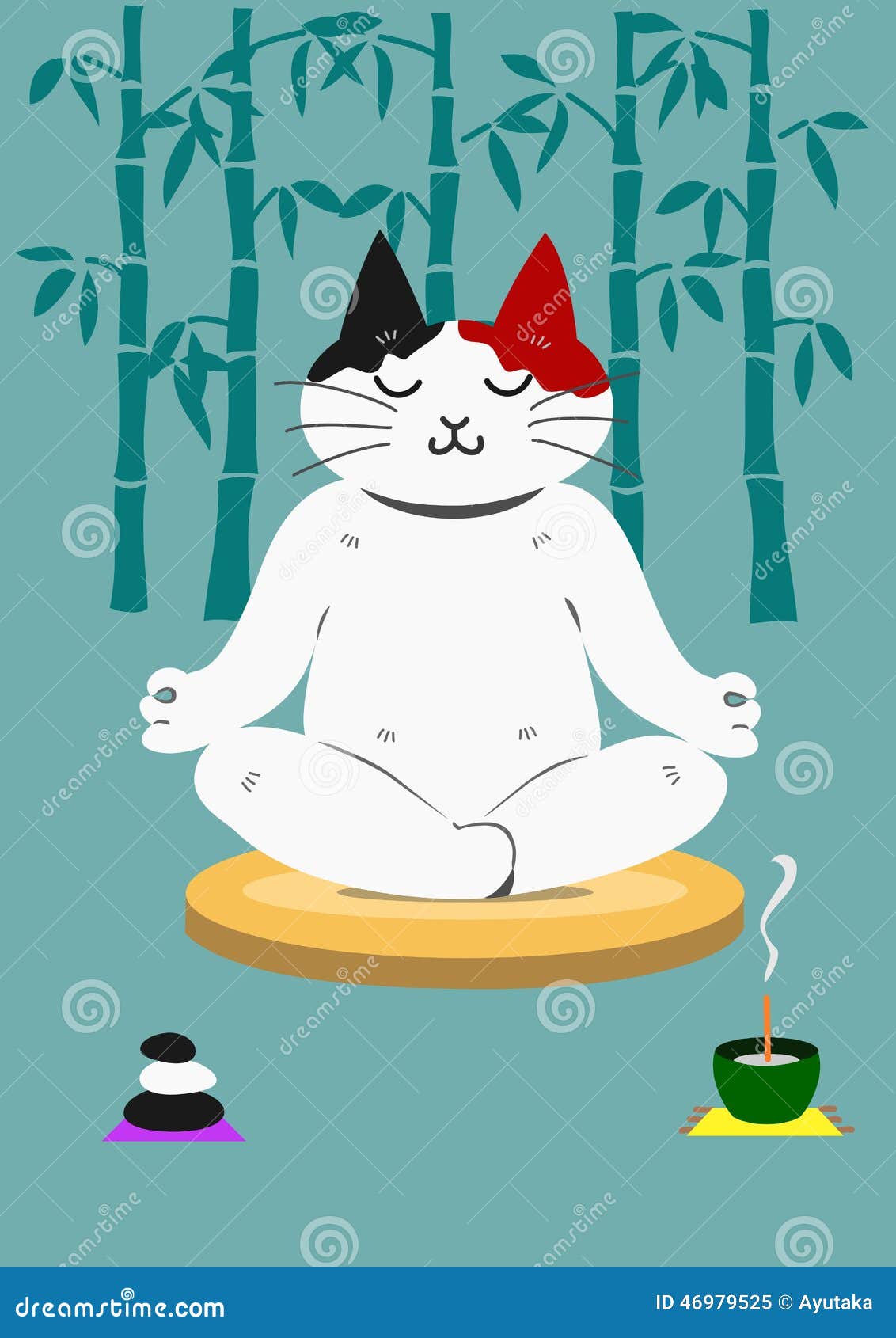 Meditating cat stock vector. Illustration of animals - 46979525