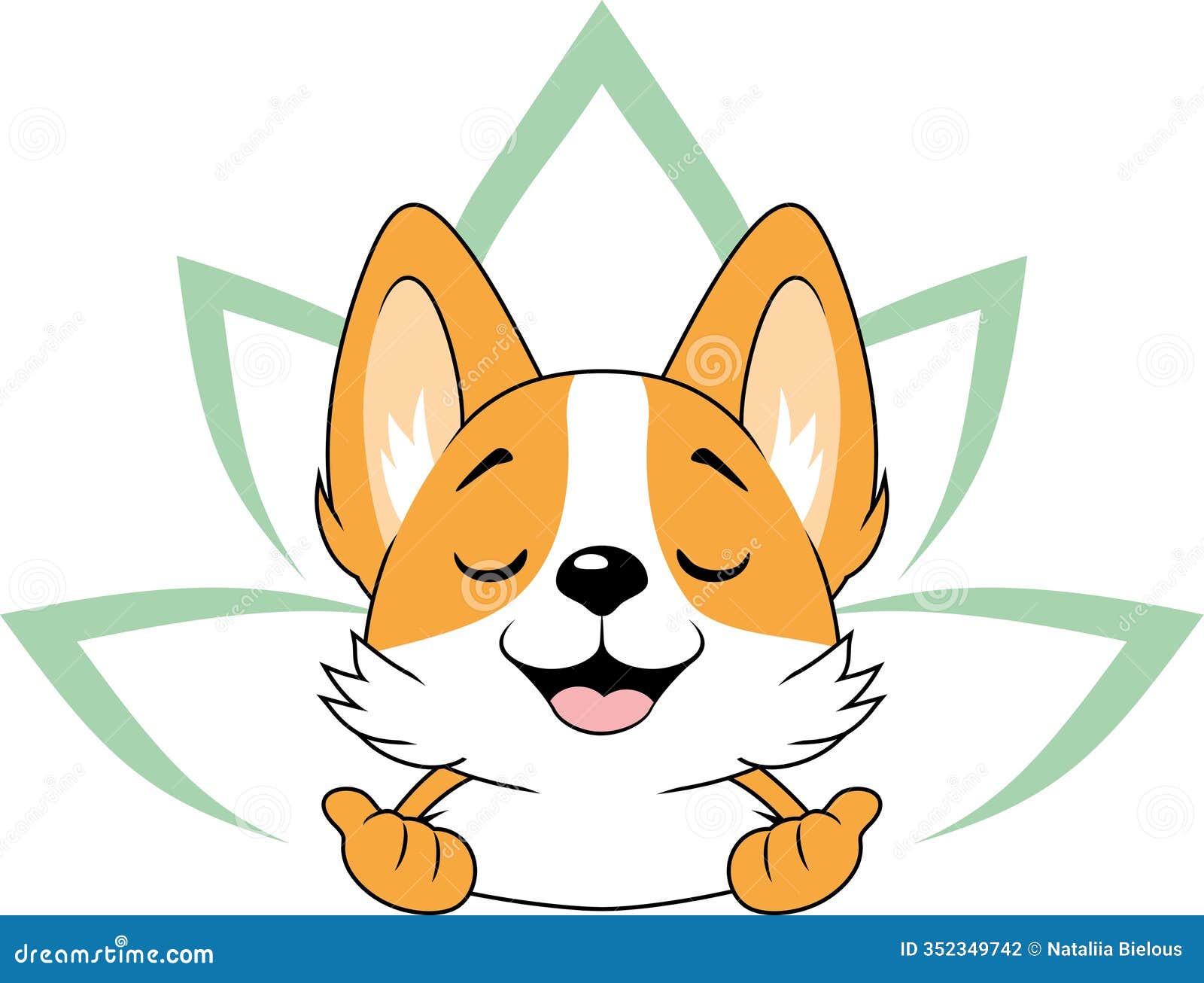 Meditating cute Corgi dog stock vector. Illustration of balance - 352349742