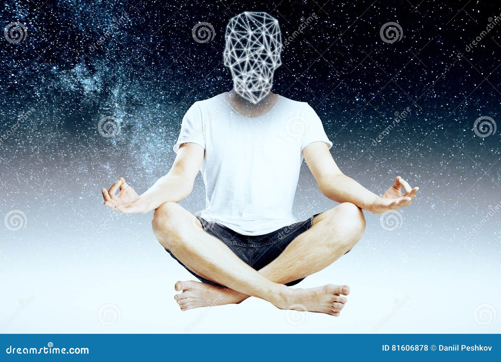 Meditating man stock photo. Image of legs, head, person - 81606878
