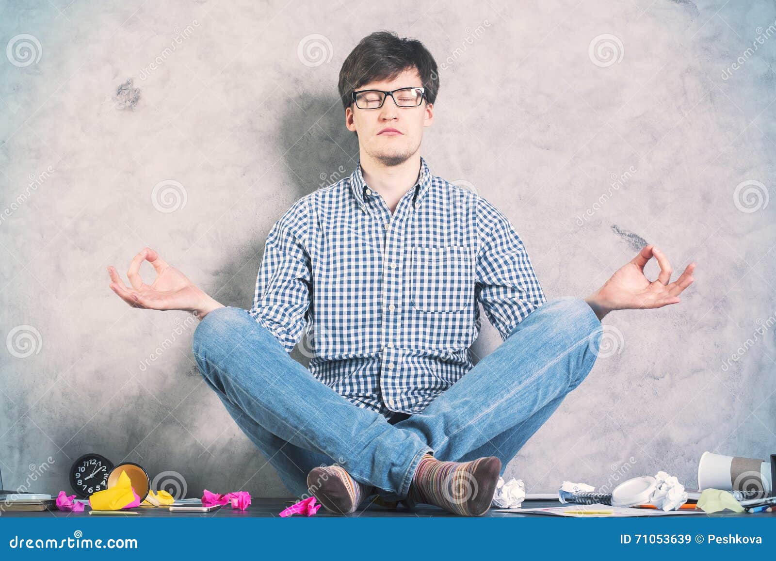 Meditating man stock image. Image of handsome, health - 71053639