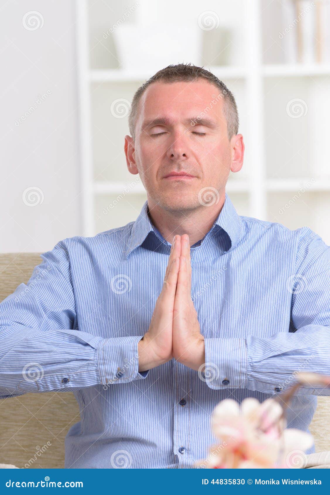 Meditating man stock photo. Image of home, meditation - 44835830