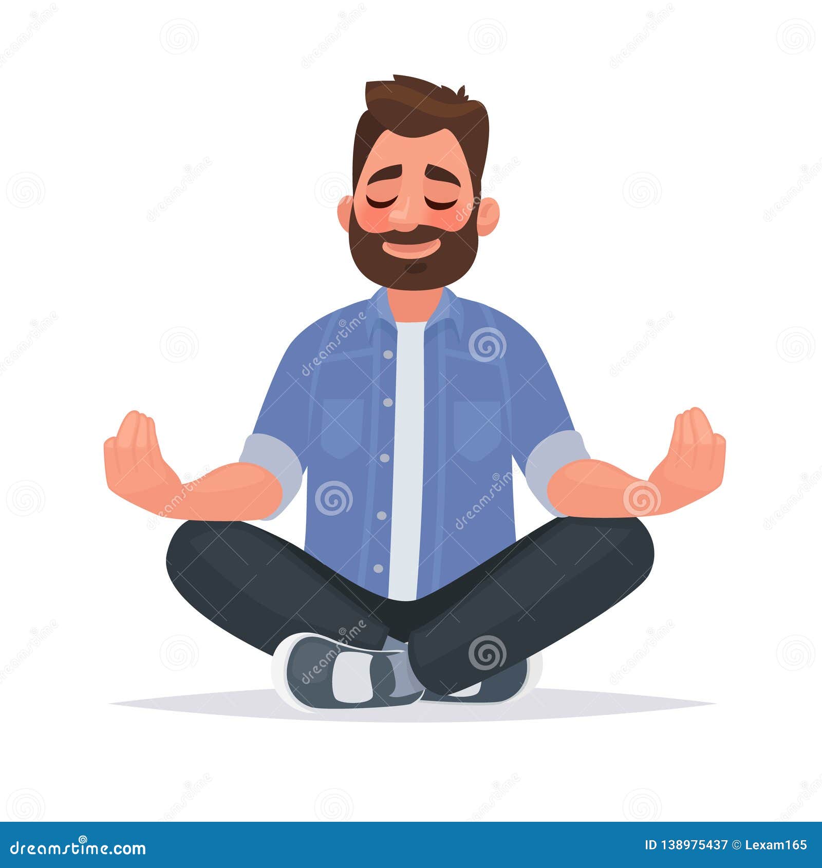 Meditating Man Over Isolated Background. Keep Calm Stock Illustration ...