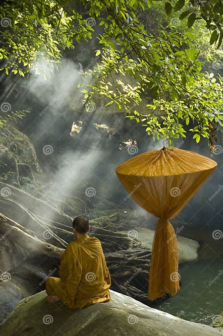 Meditating monk stock image. Image of enlightenment, leaf - 1109919