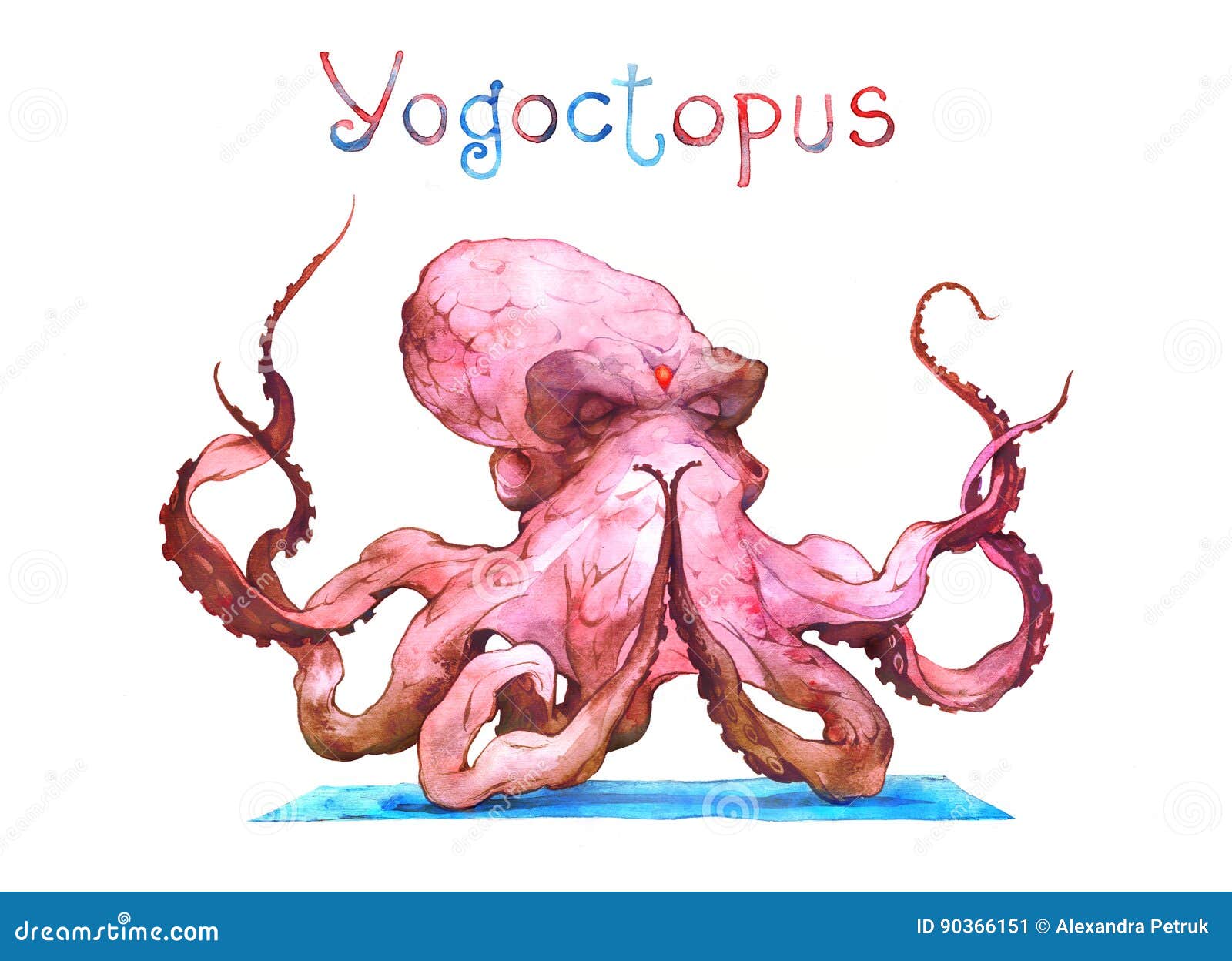 Meditating octopus stock illustration. Illustration of marine - 90366151