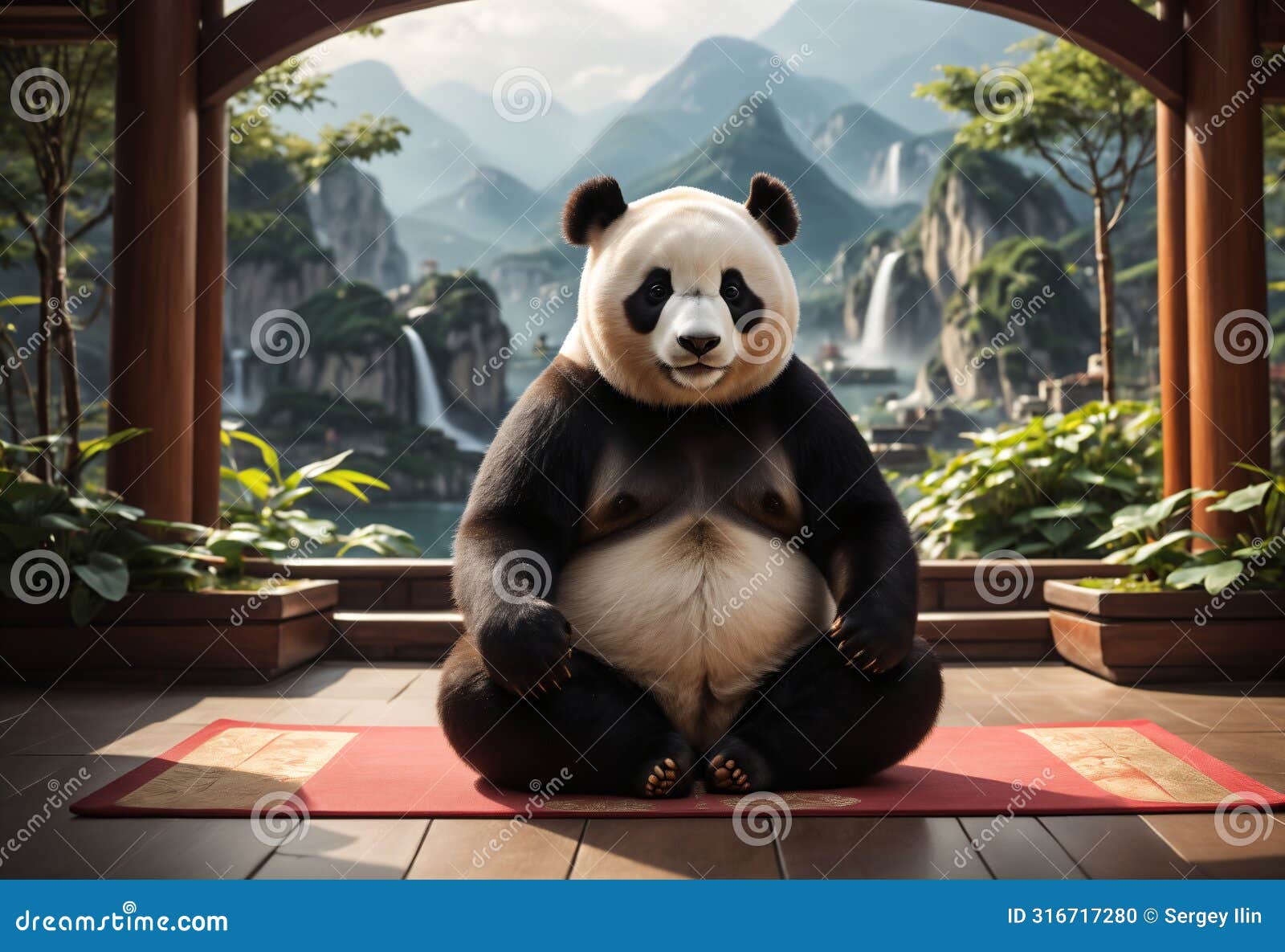 Meditating Panda, Sitting in Lotus Pose. Generative AI Stock ...