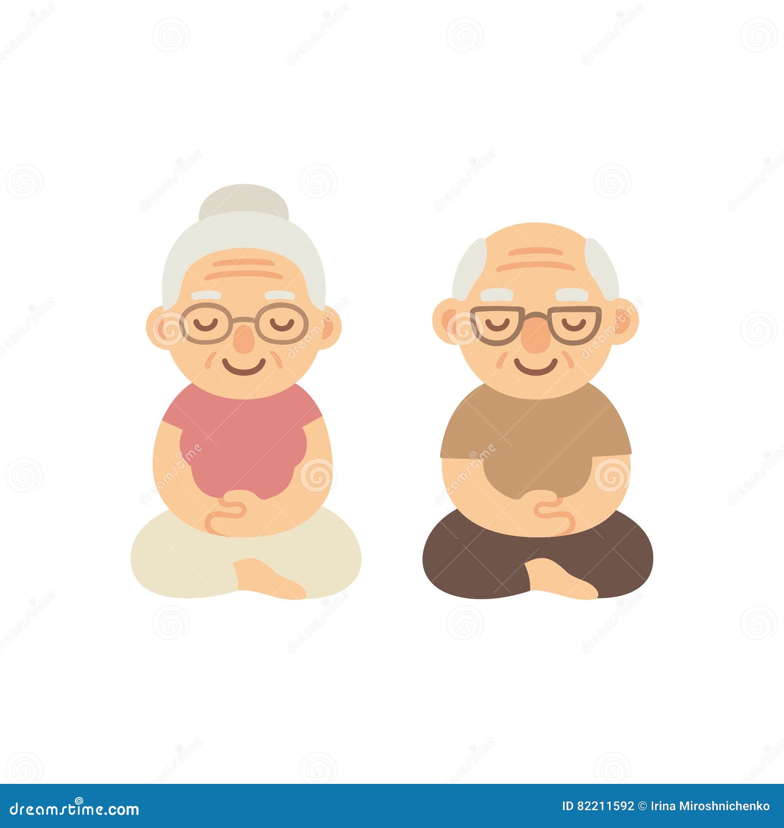 Meditating Senior Couple Stock Vector Illustration Of Flat 82211592