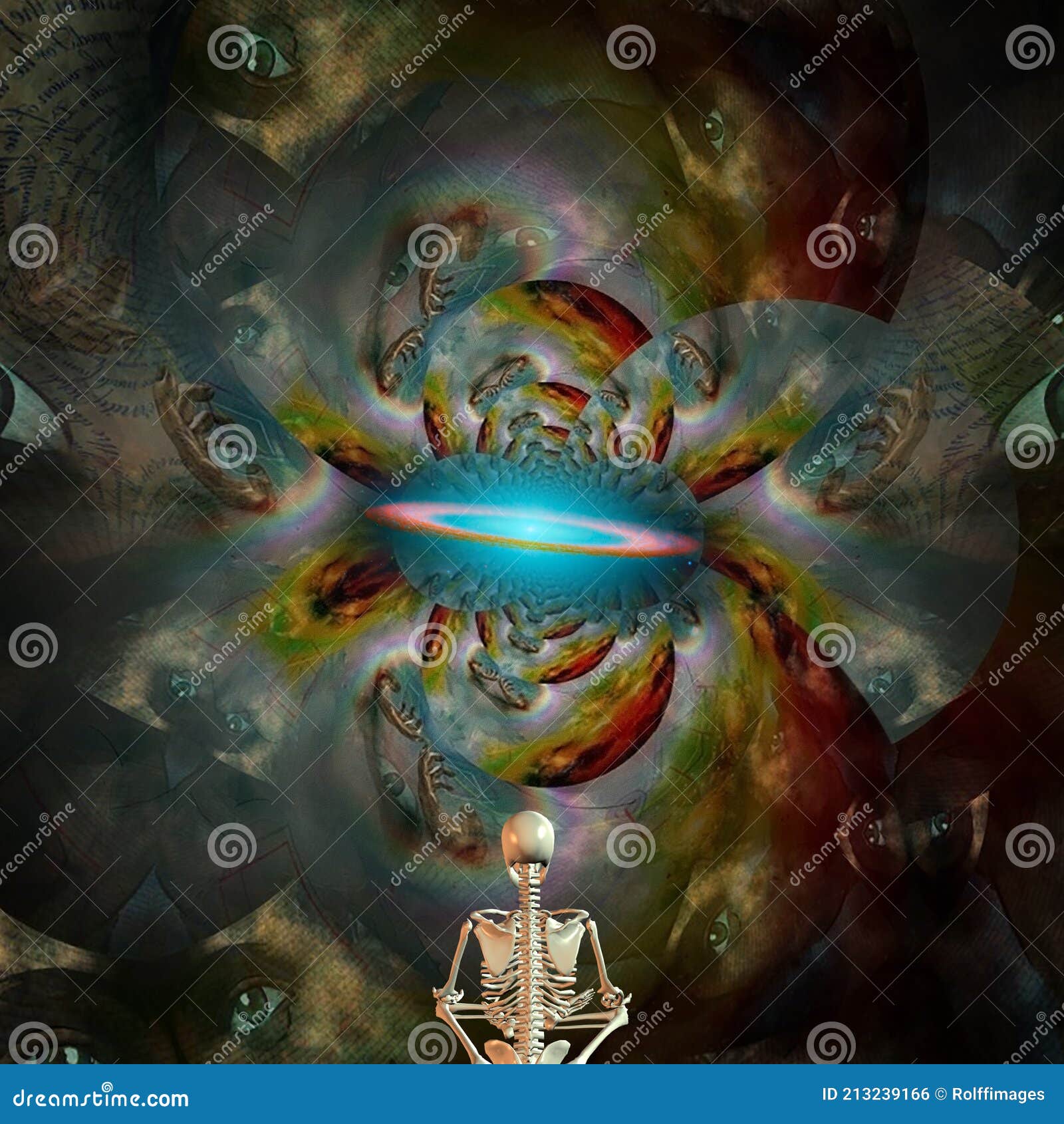 Meditating Skeleton. 3D Rendering Stock Illustration - Illustration of ...