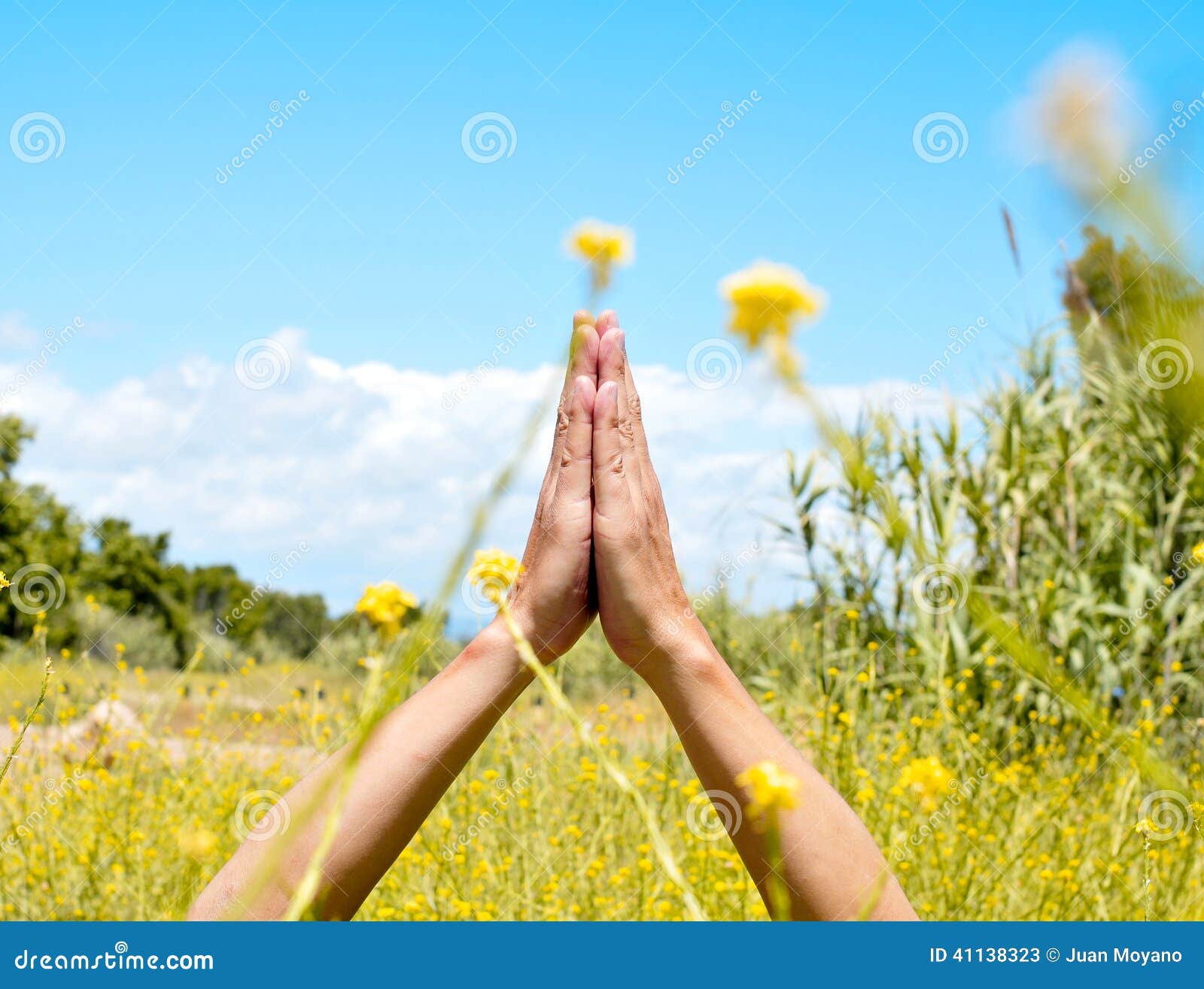Meditating in a Spring Field Stock Image - Image of gratitude, anjali ...