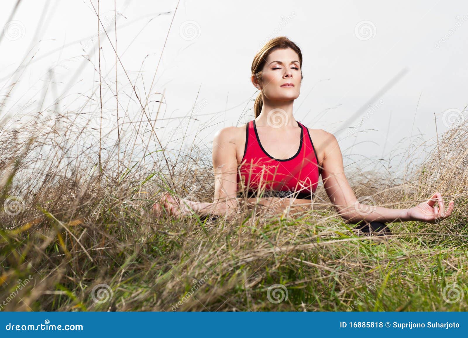 Meditating yoga woman stock photo. Image of park, leisure - 16885818
