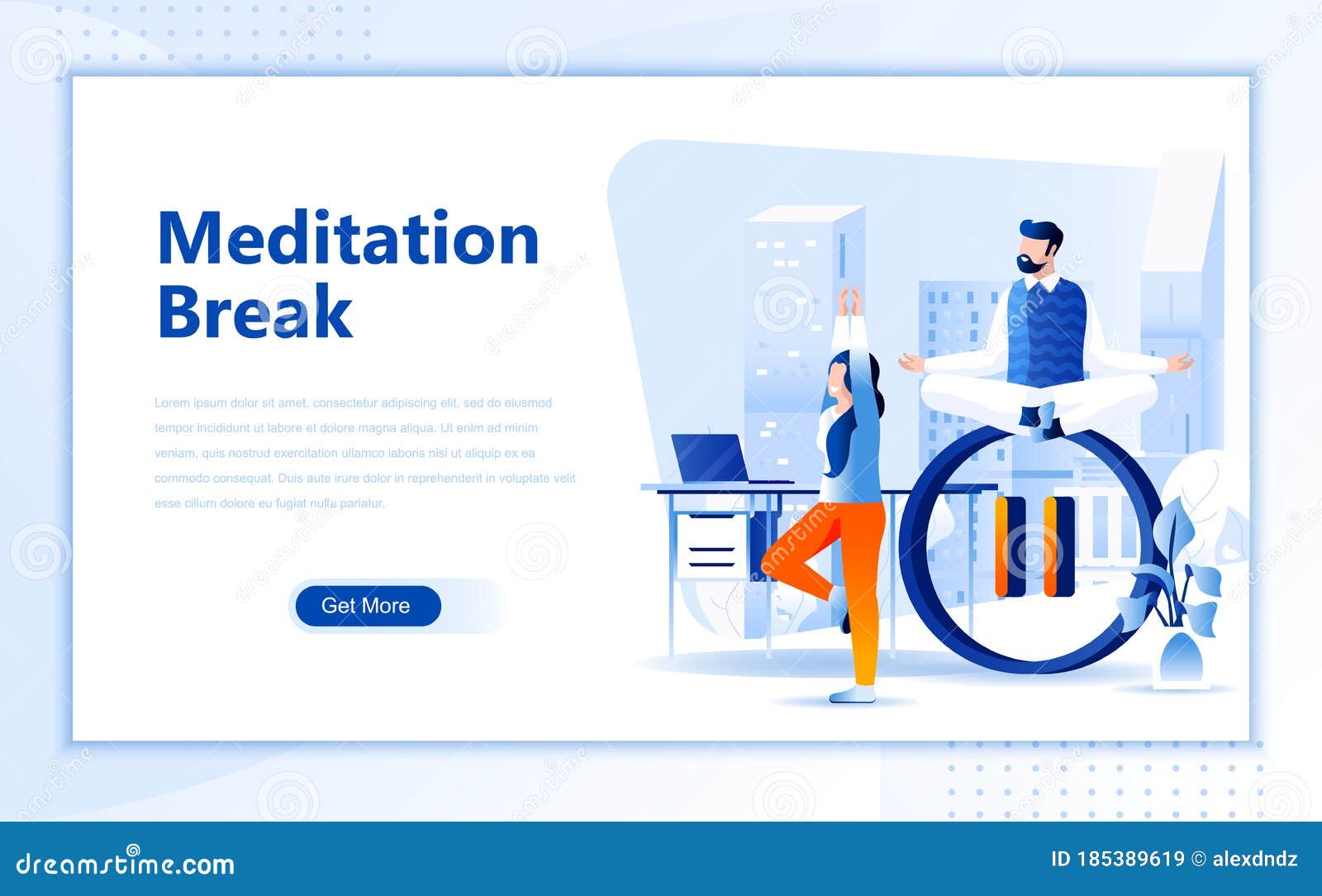 Meditation Break Flat Web Page Design Template Stock Vector ...