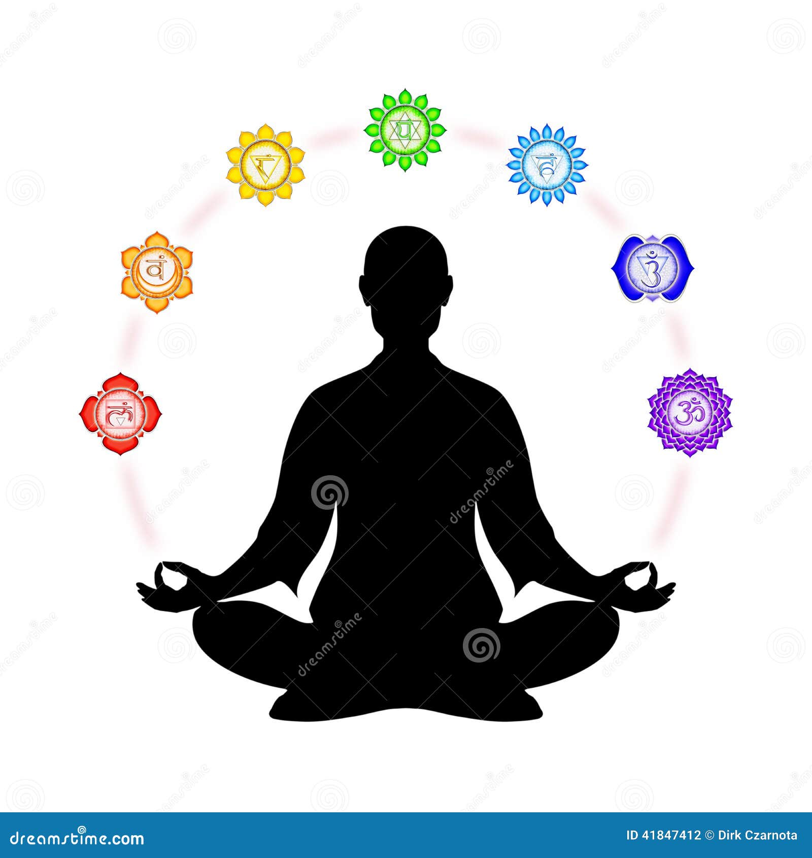 In meditation with chakras stock illustration. Illustration of mandala ...