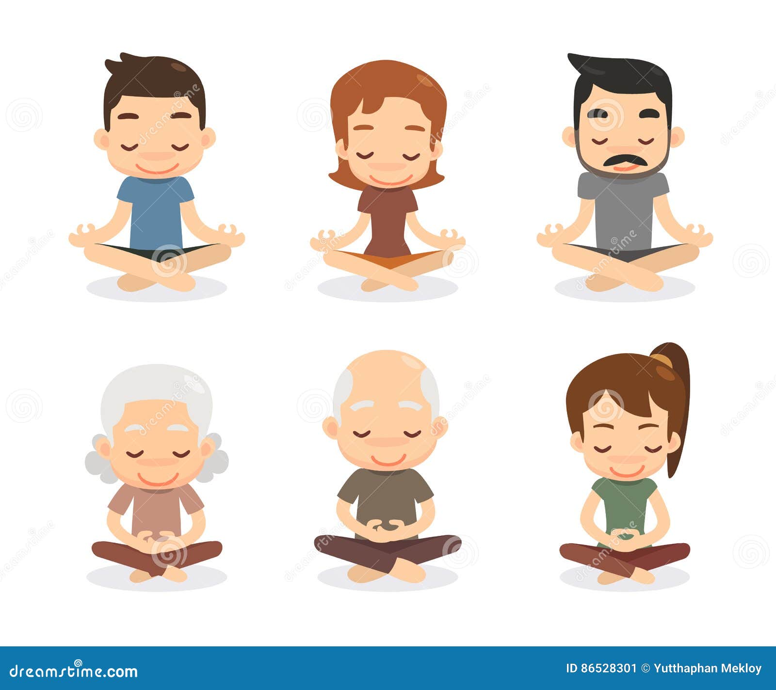 Meditation characters set. stock illustration. Illustration of mind ...