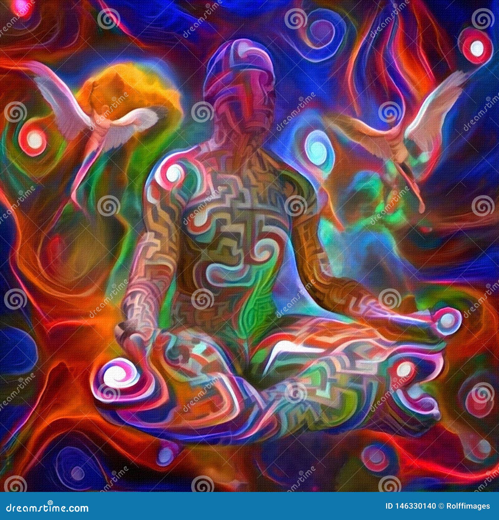 Meditation stock illustration. Illustration of abstract - 146330140