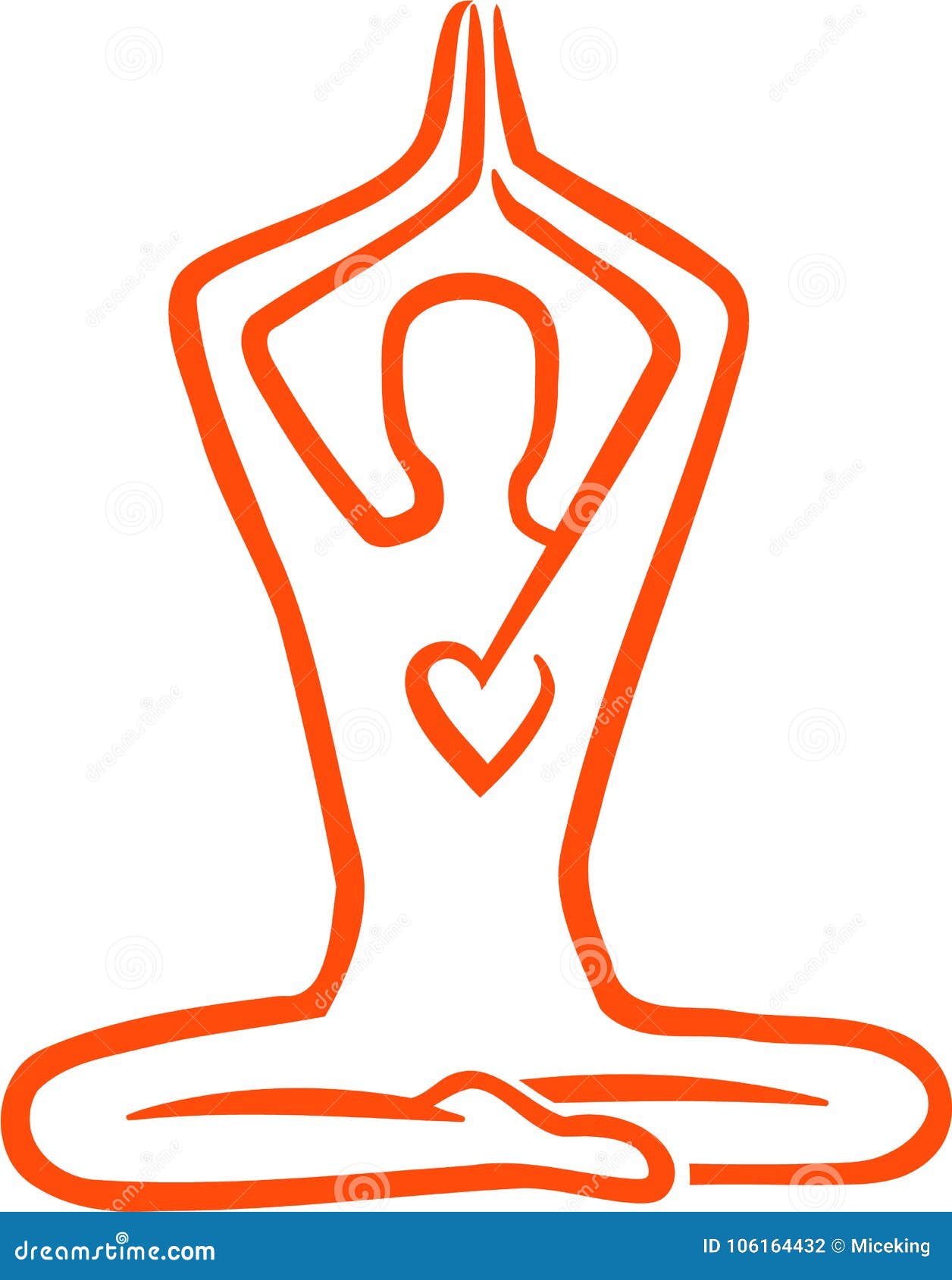 Meditation Hand Drawn with Heart Stock Vector - Illustration of vector ...
