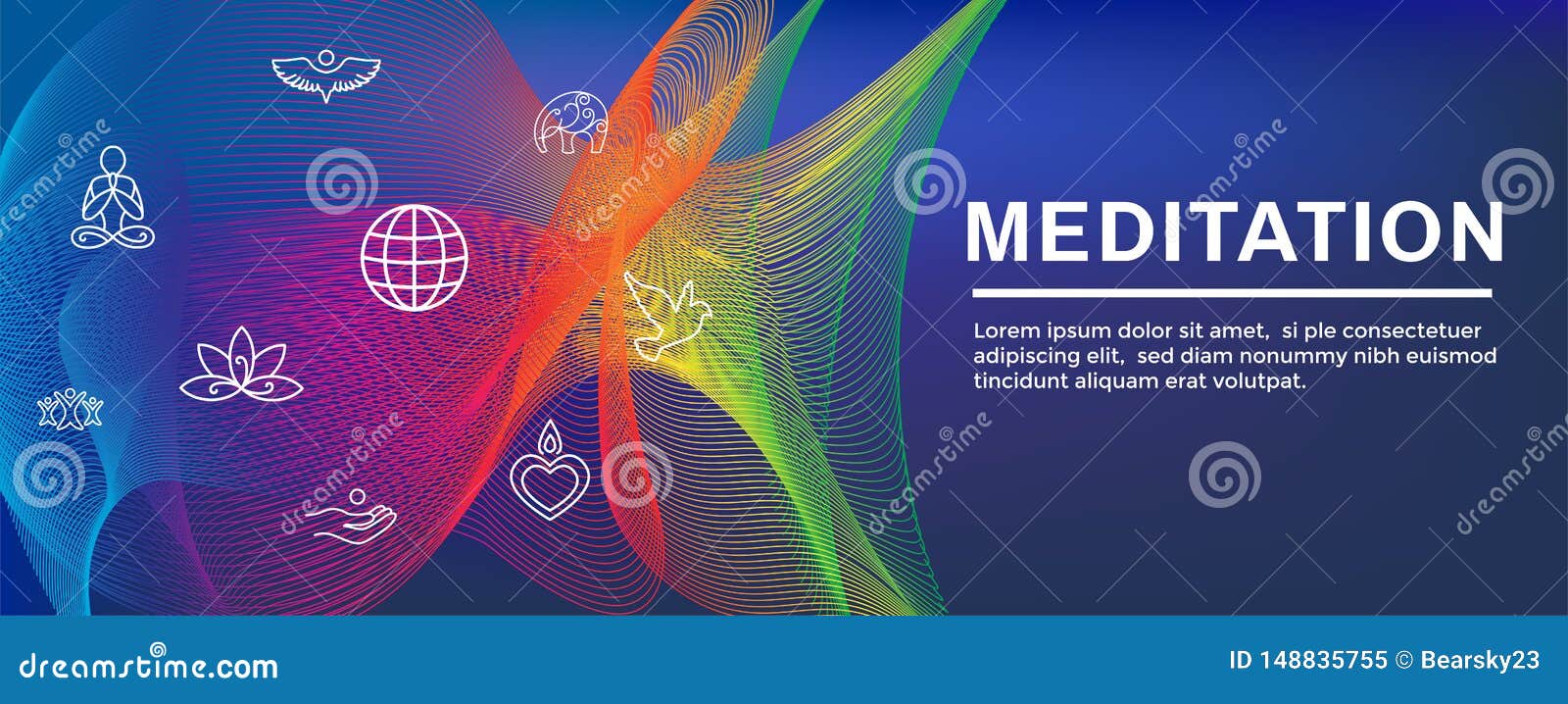 Meditation Icon Set and Web Header Banner Stock Vector - Illustration ...