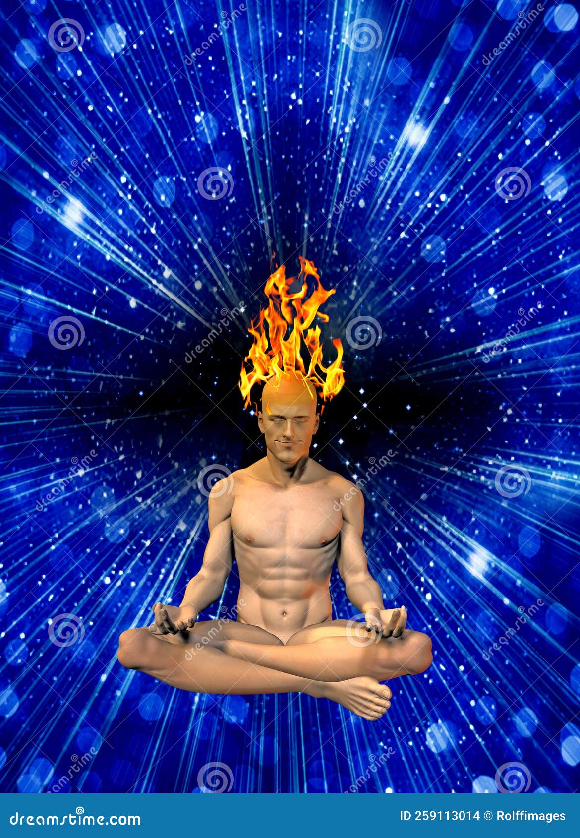 Meditation. Man in Lotus Pose Stock Illustration - Illustration of ...