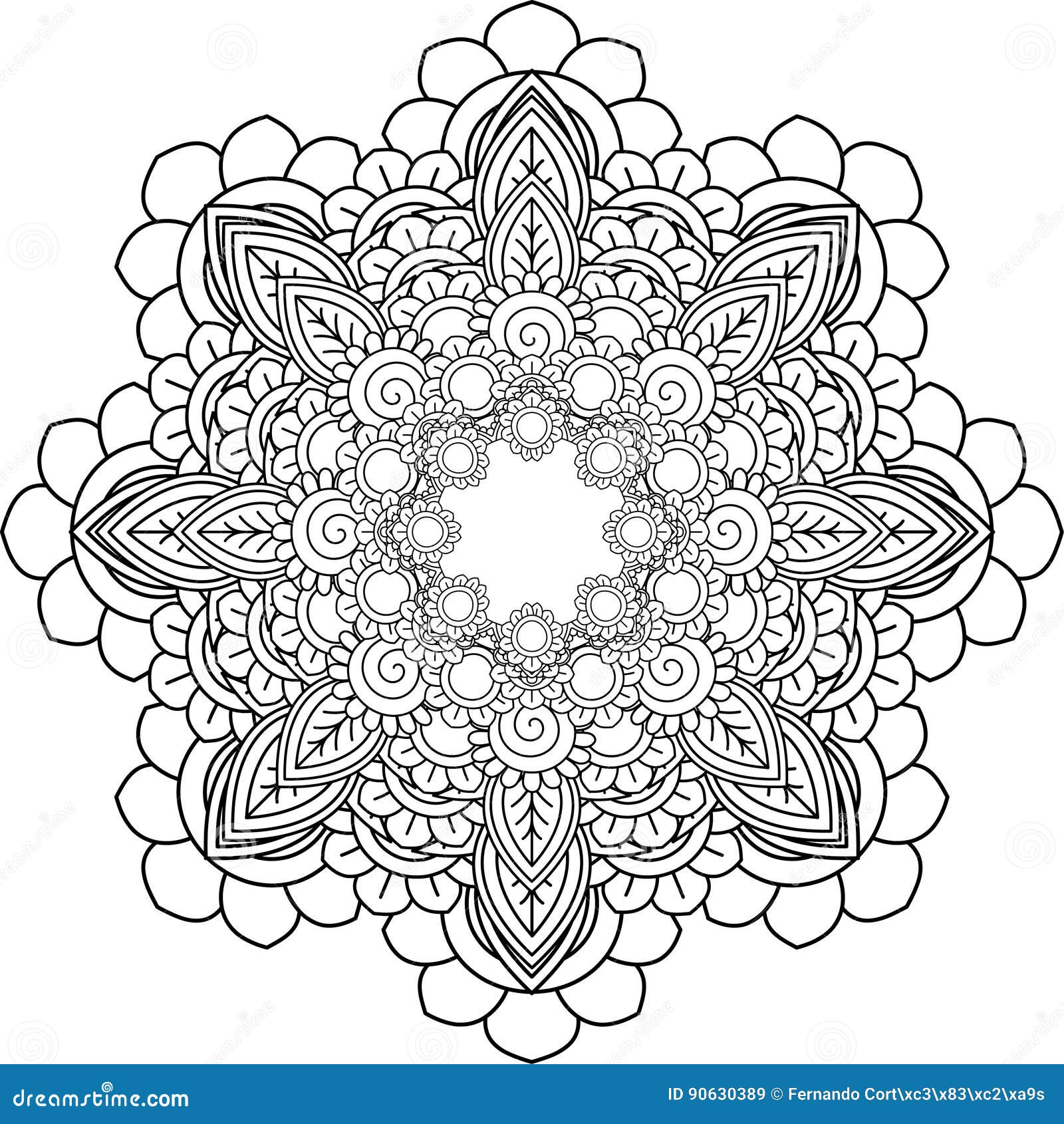 Mandalas, Drawing With Coloring Lines, On White Background. Flow ... Mandalas, Drawing With Coloring Lines, On White Background. Flow ...