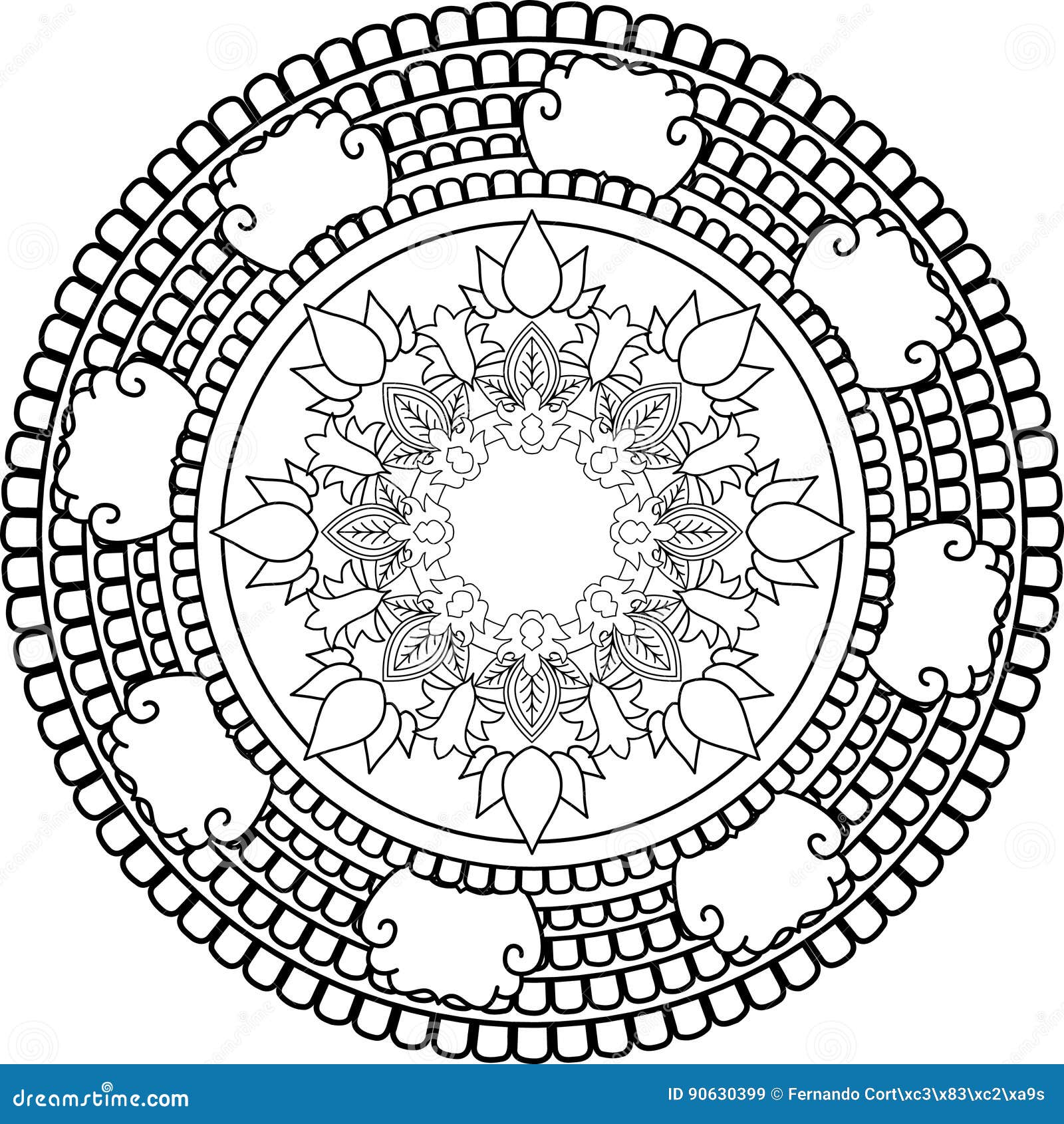 Mandalas, Drawing With Coloring Lines, On White Background. Flow Stock ... Mandalas, Drawing With Coloring Lines, On White Background. Flow Stock ...