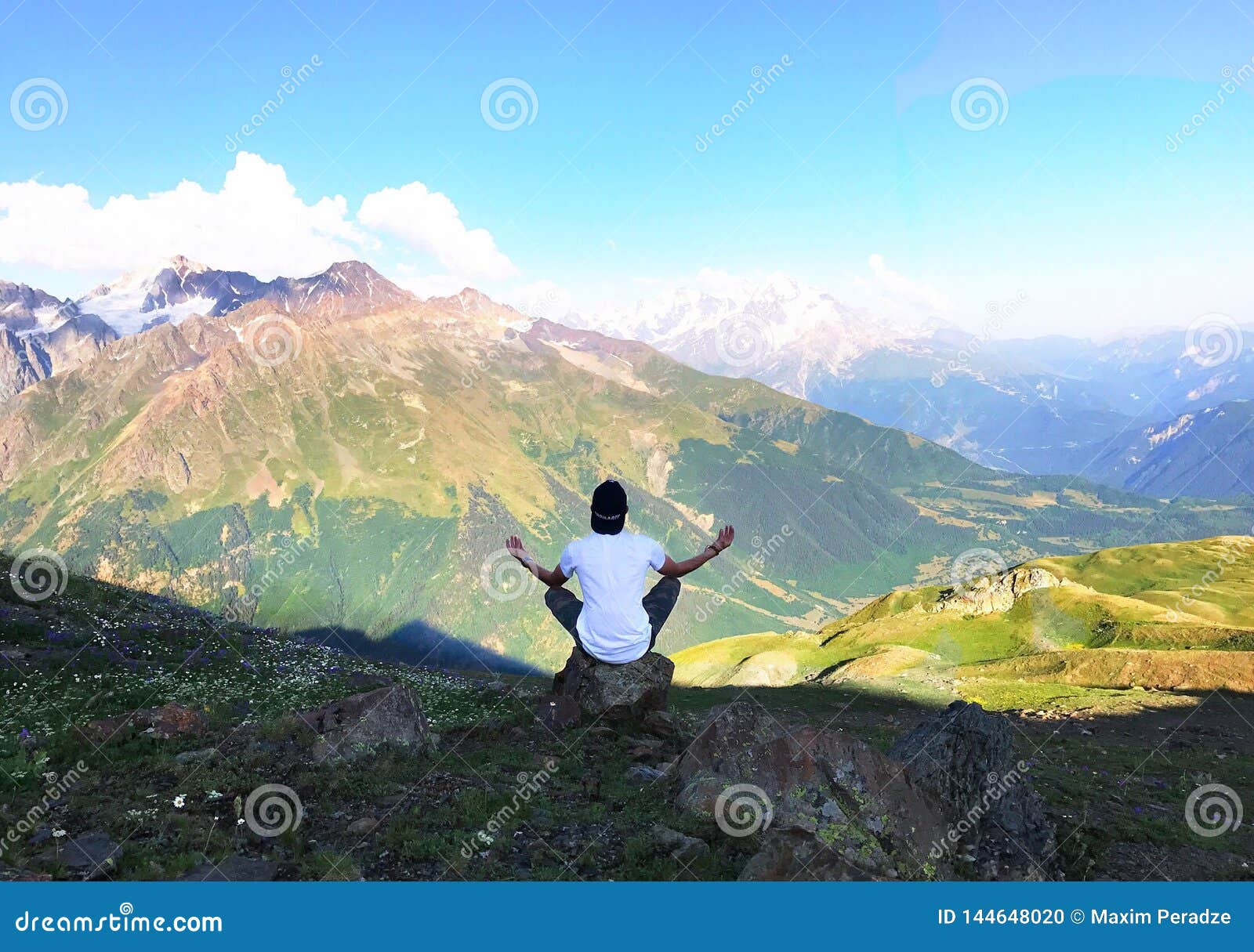 Meditation stock photo. Image of snow, meditation, mountains - 144648020