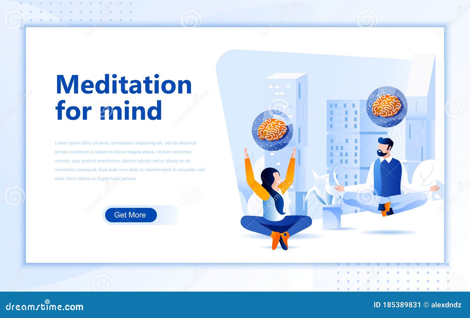 Meditation for Mind Flat Web Page Design Template Stock Vector ...