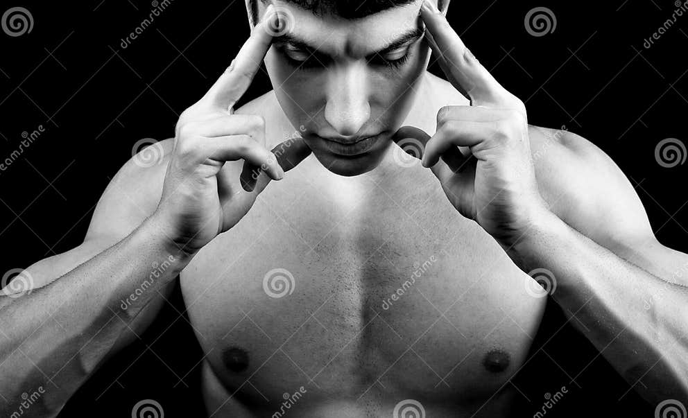 Meditation - Muscular Man in Deep Concentration Stock Image - Image of ...