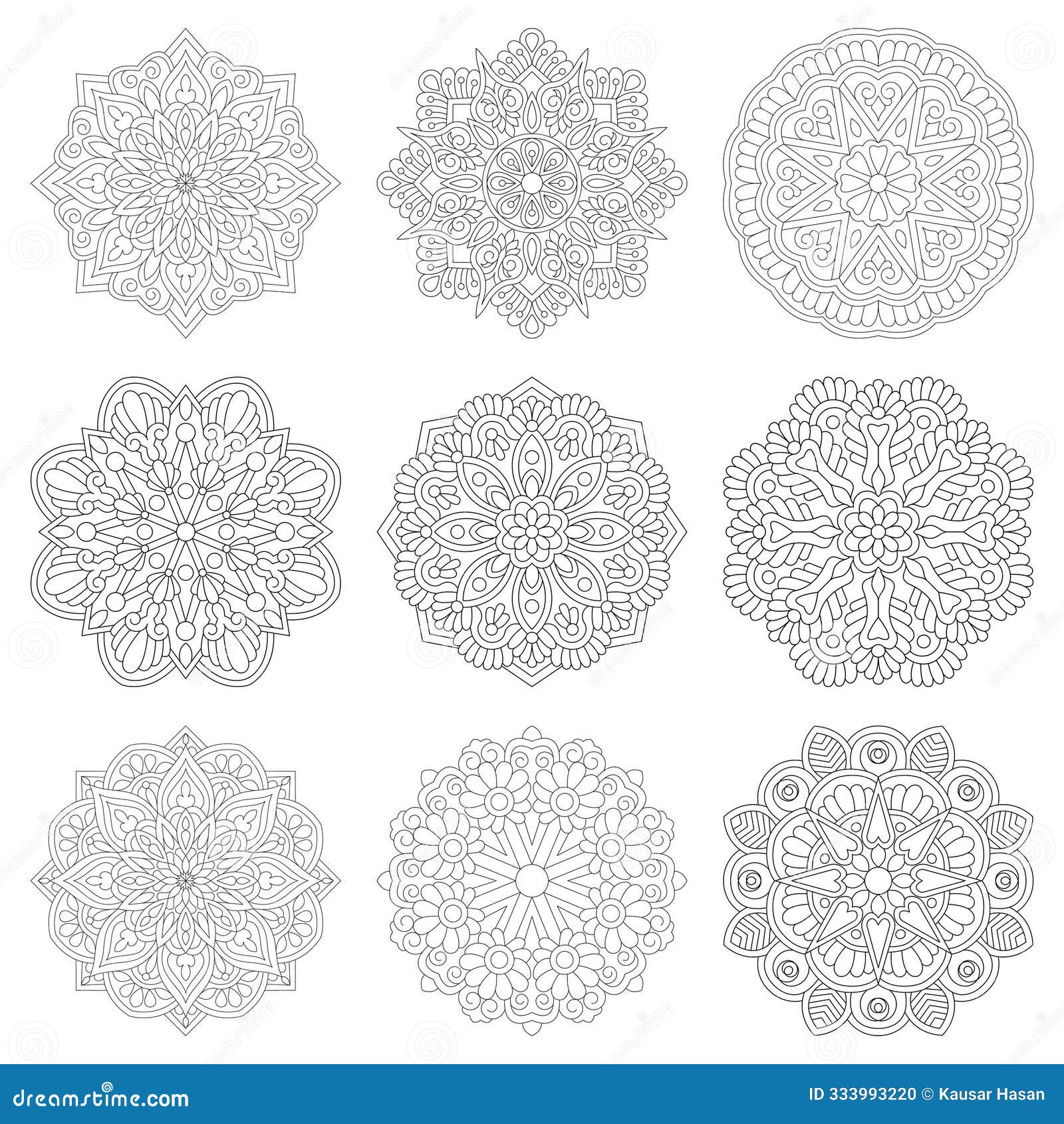 Meditation Pattern. Illustration of Indian Mandalas Set Isolated ...