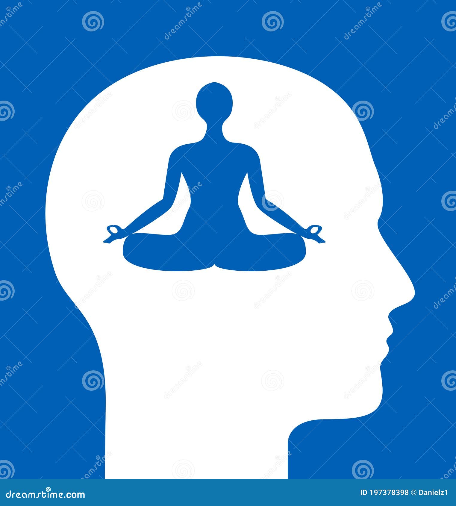 Meditation Silhouette Placed in the Shape of a Human Head Stock Vector ...