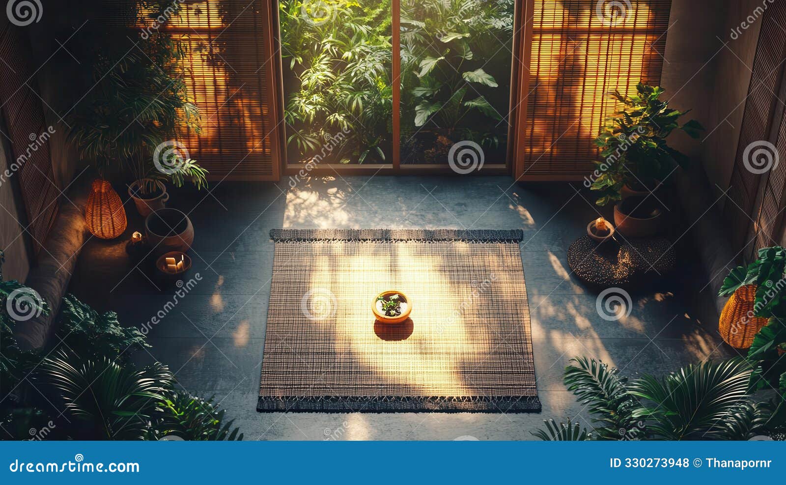 Meditation Space Flat Design Top View Zen Animation Complementary Color ...