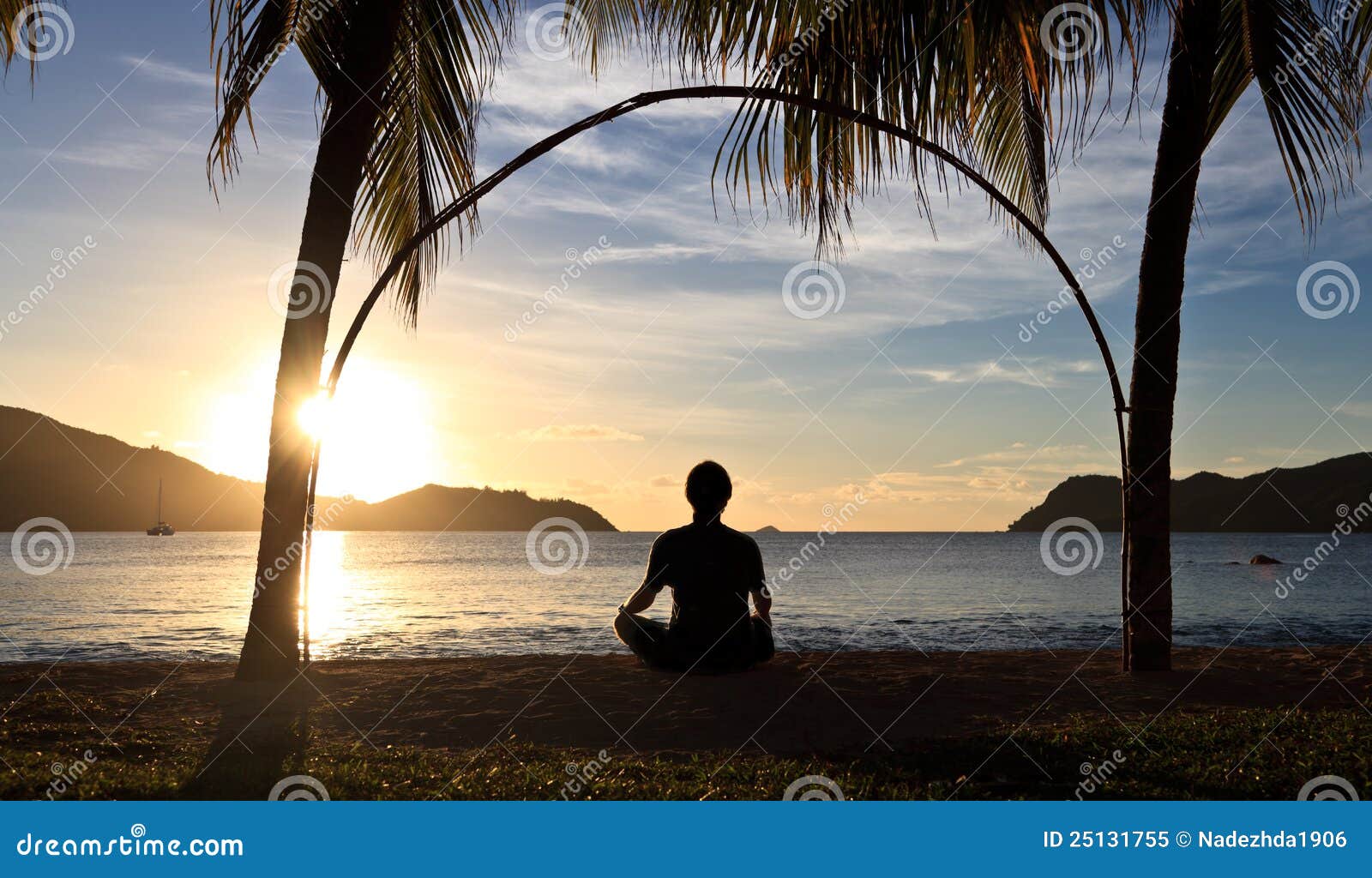Meditation on sunset stock image. Image of nature, center - 25131755
