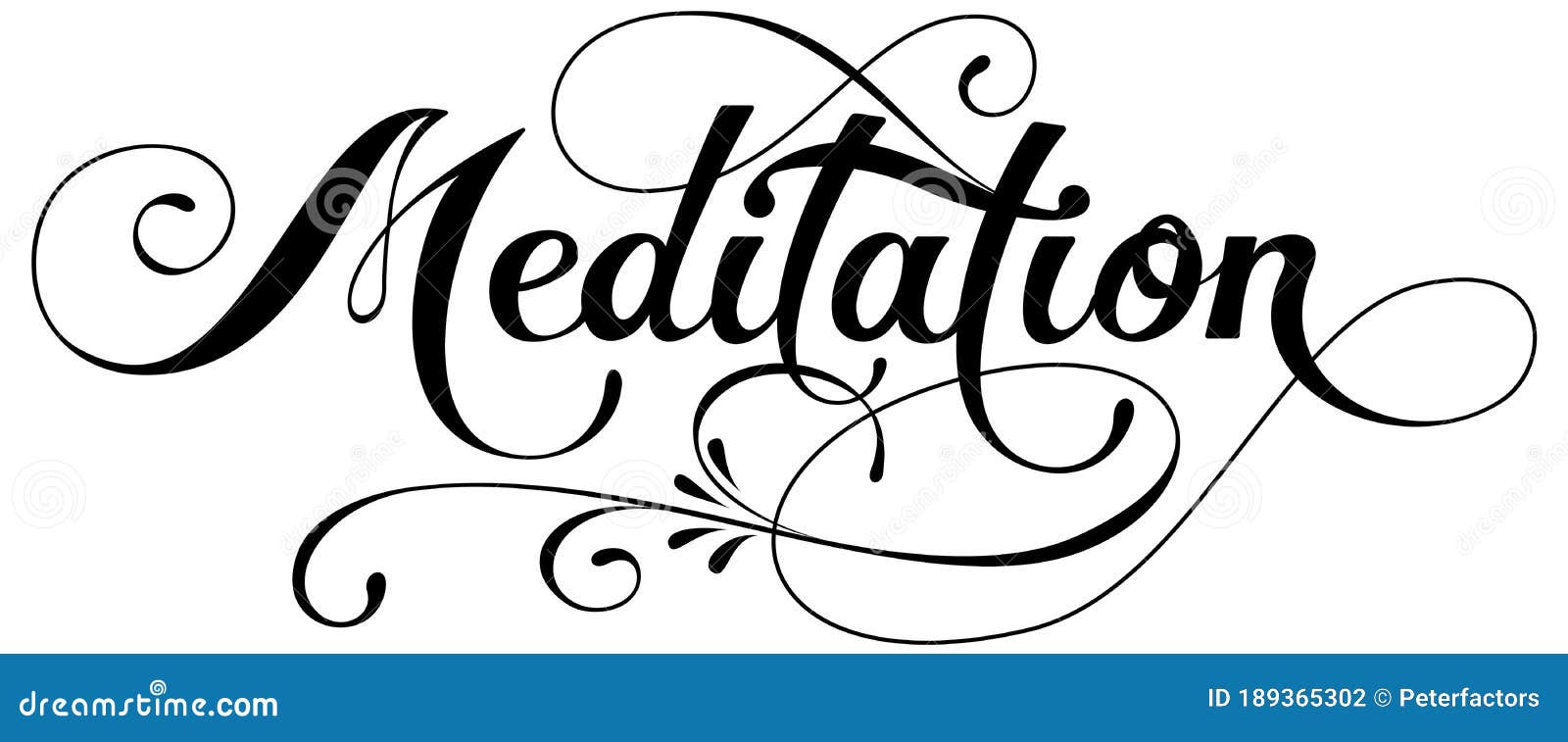 Meditation - Custom Calligraphy Text Stock Vector - Illustration of ...