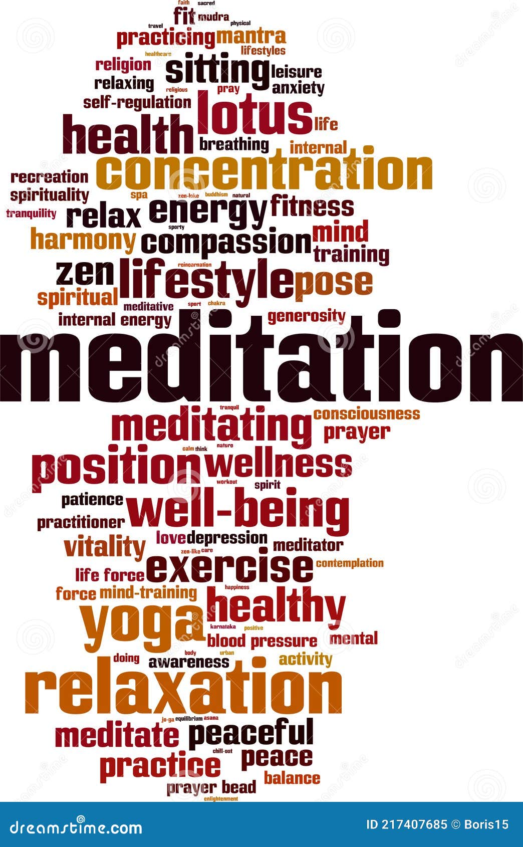 Meditation word cloud stock vector. Illustration of consciousness ...