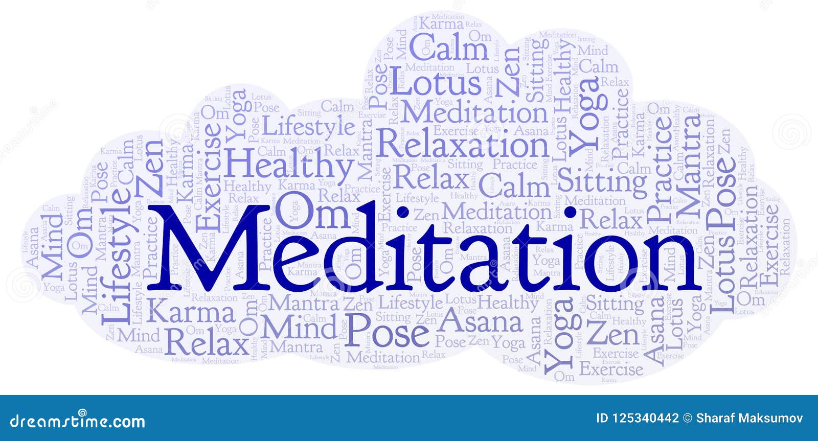Meditation word cloud. stock illustration. Illustration of relaxation ...