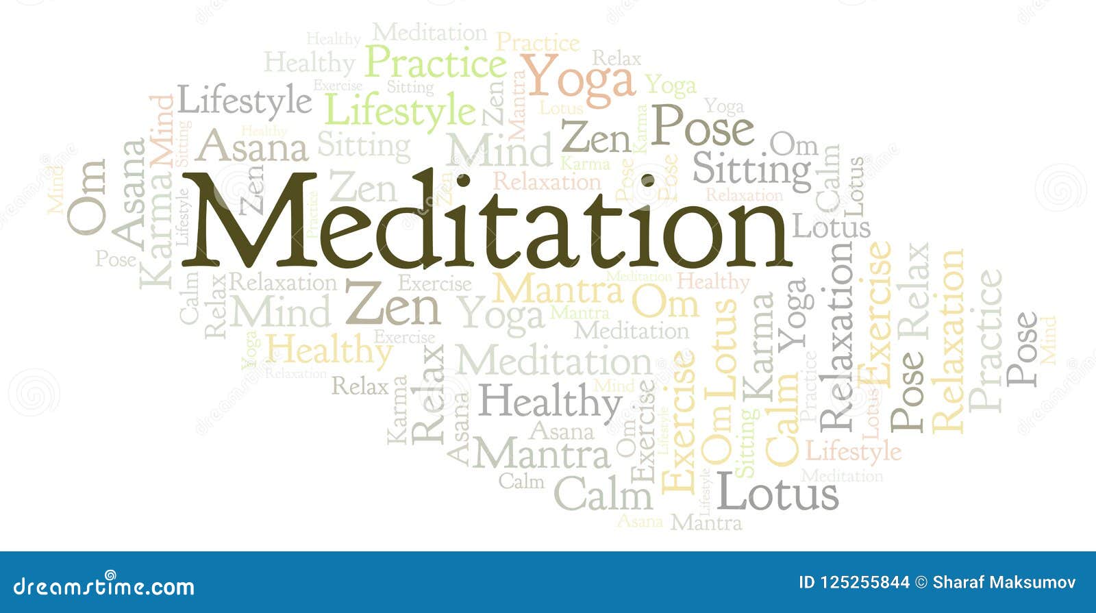 Meditation word cloud. stock illustration. Illustration of fonts ...