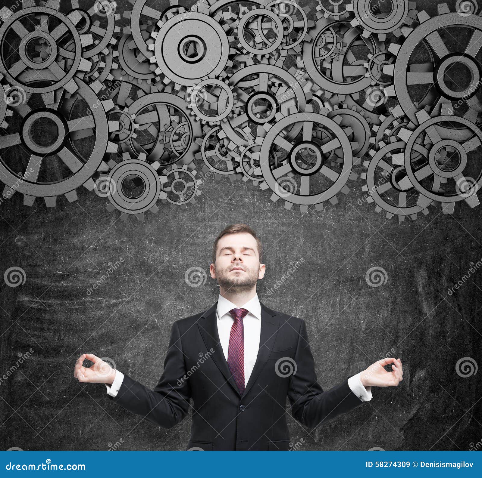 Meditative Businessman is Thinking about the Project Optimisation ...