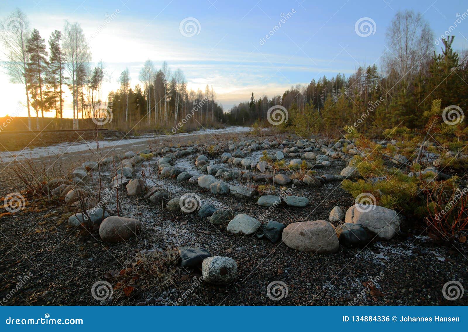 Meditative Rock Maze in the Evening Sun Stock Photo - Image of ...