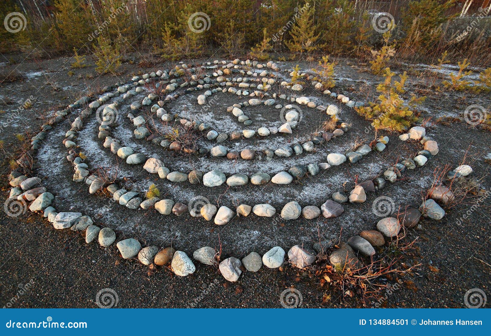 Meditative Rock Maze in the Evening Sun Stock Image - Image of maze ...