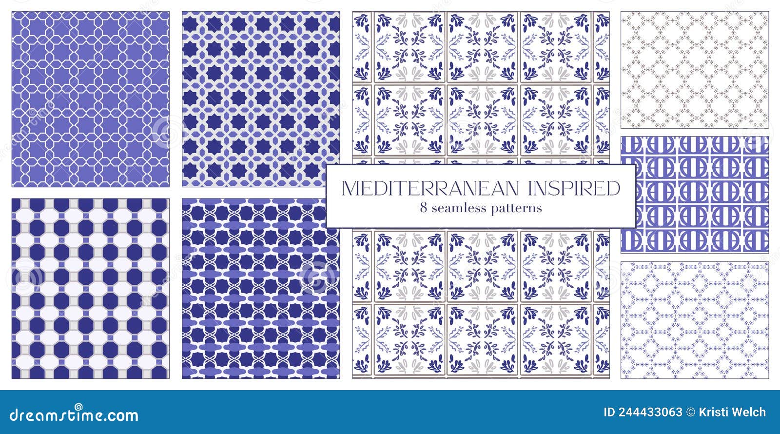 Mediterranean Inspired Seamless Repeating Patterns Stock Vector ...