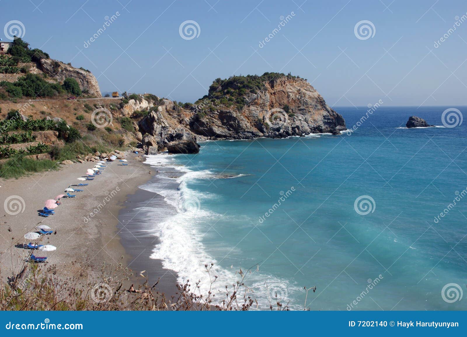 Mediterranean beach stock photo. Image of cliff, travel - 7202140