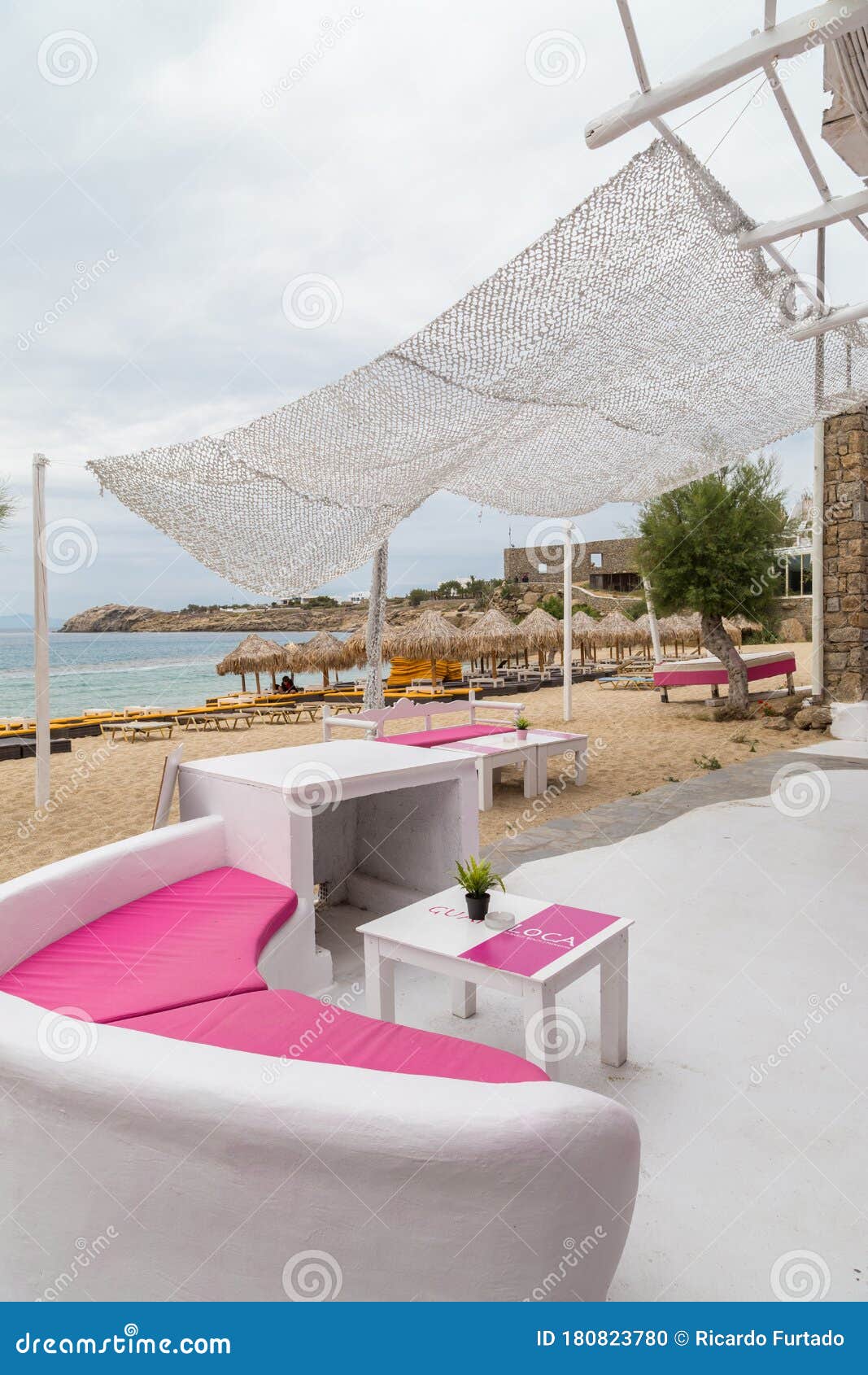 Mediterranean Beach Bar in Greece Stock Photo - Image of greek ...