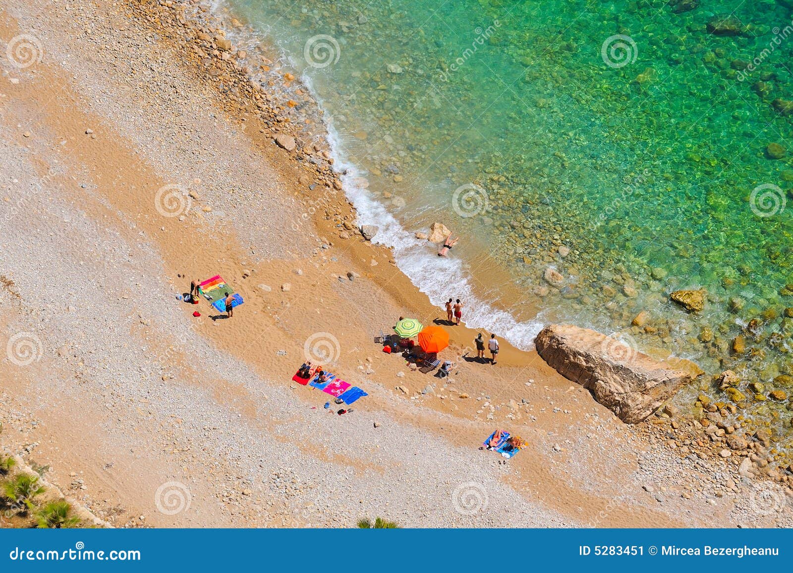 Mediterranean Beach in Summertime Stock Image - Image of summer, scene ...