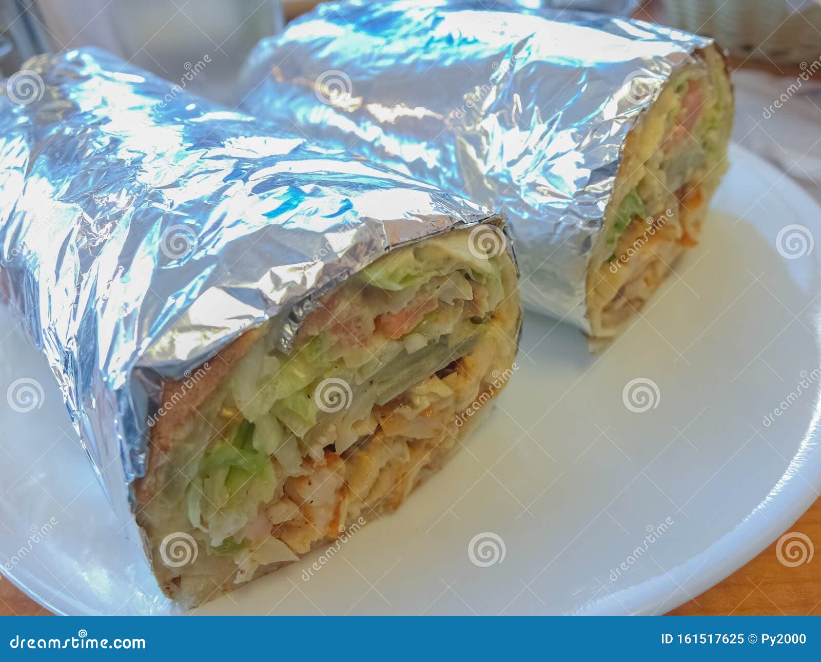 Mediterranean Chicken Shawarma Wrap Stock Image - Image of served ...