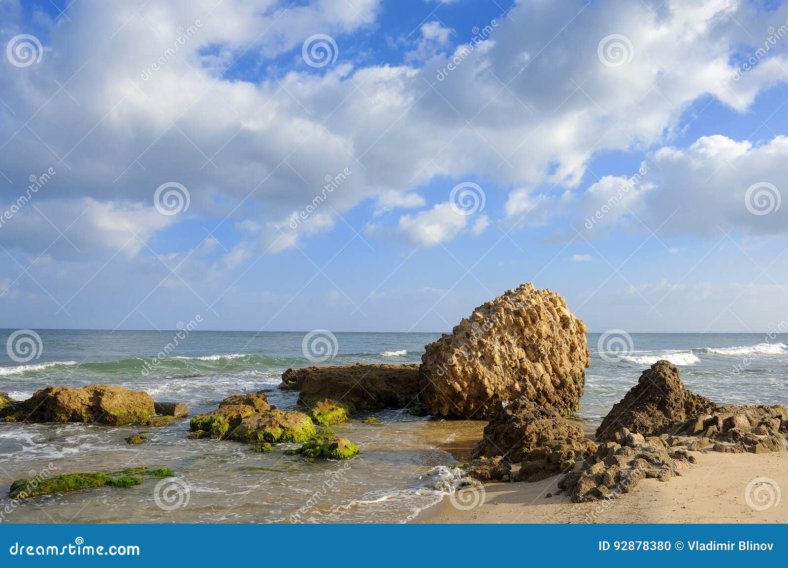Mediterranean Coast of Israel Stock Photo - Image of sand, waves: 92878380
