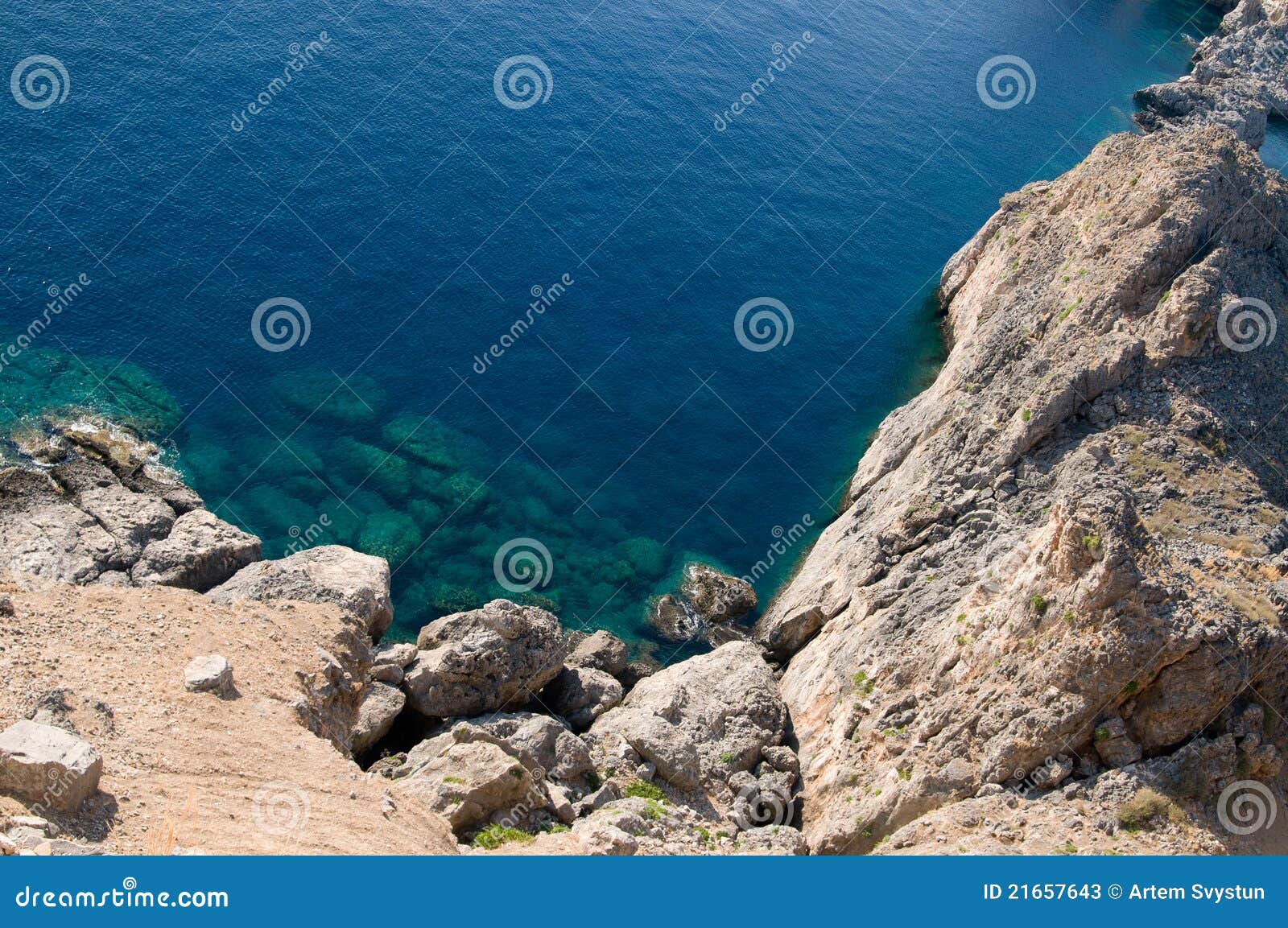 Mediterranean coast view stock image. Image of wave, lindos - 21657643