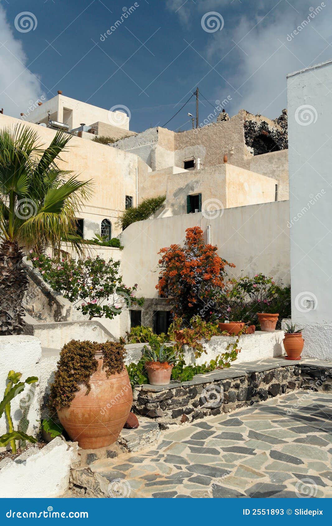 Mediterranean Courtyard stock image. Image of block, plant - 2551893