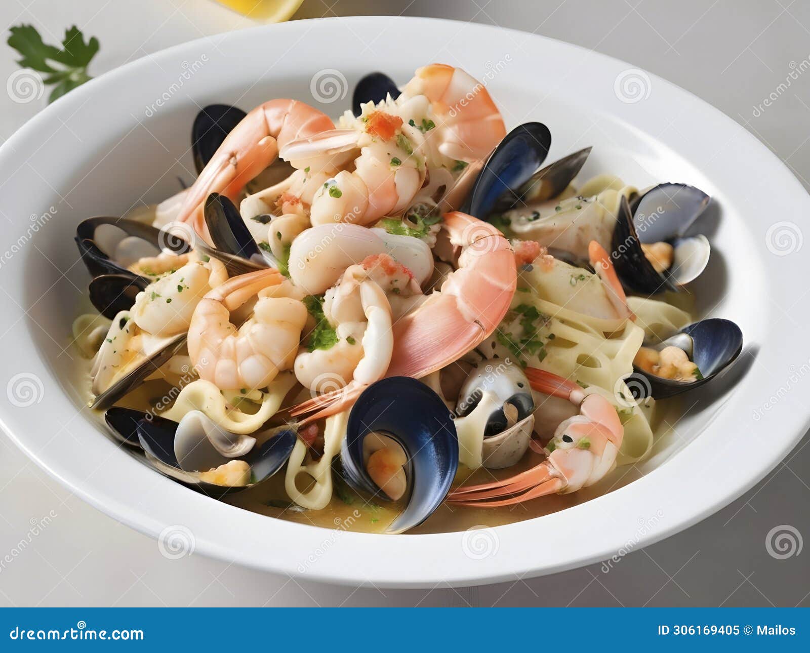 Mediterranean Delight: Pasta Dance with a Mix of Fresh Seafood Stock ...