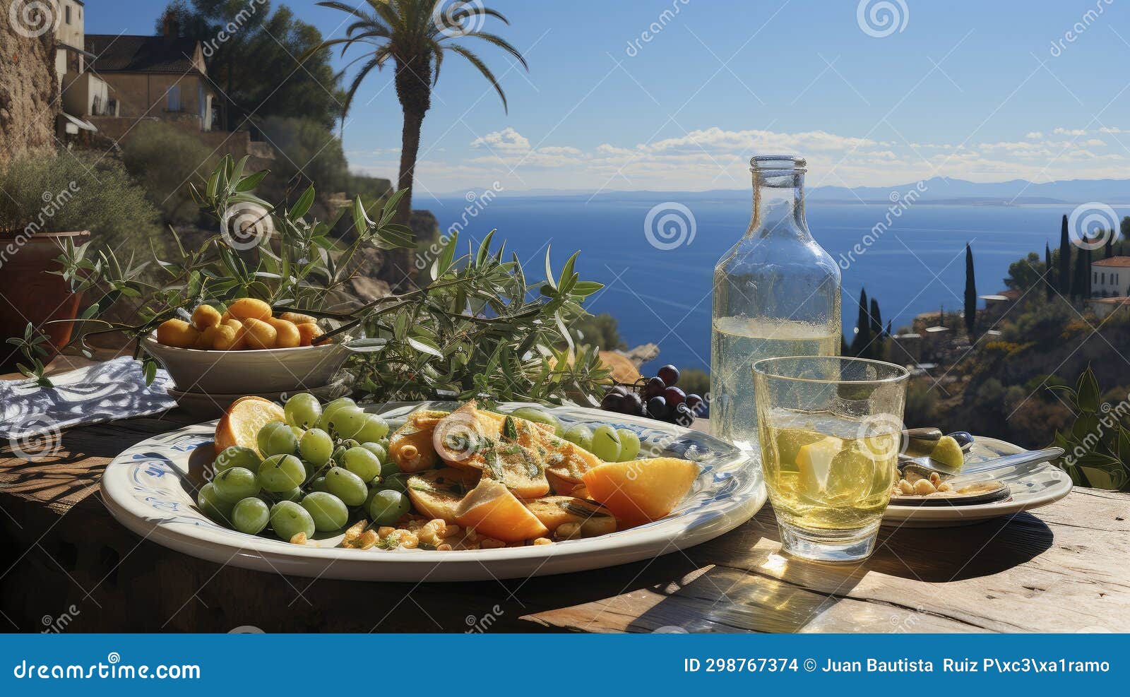 Mediterranean Feast by the Sea. Stock Photo - Image of coastal ...